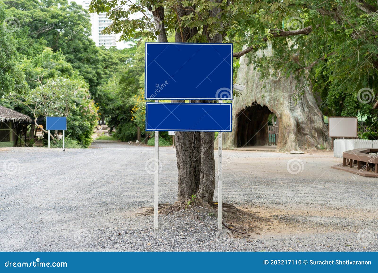 Blue Traffic Sign In Paking Lots With Tree Around. Clipping Paths Stock ...