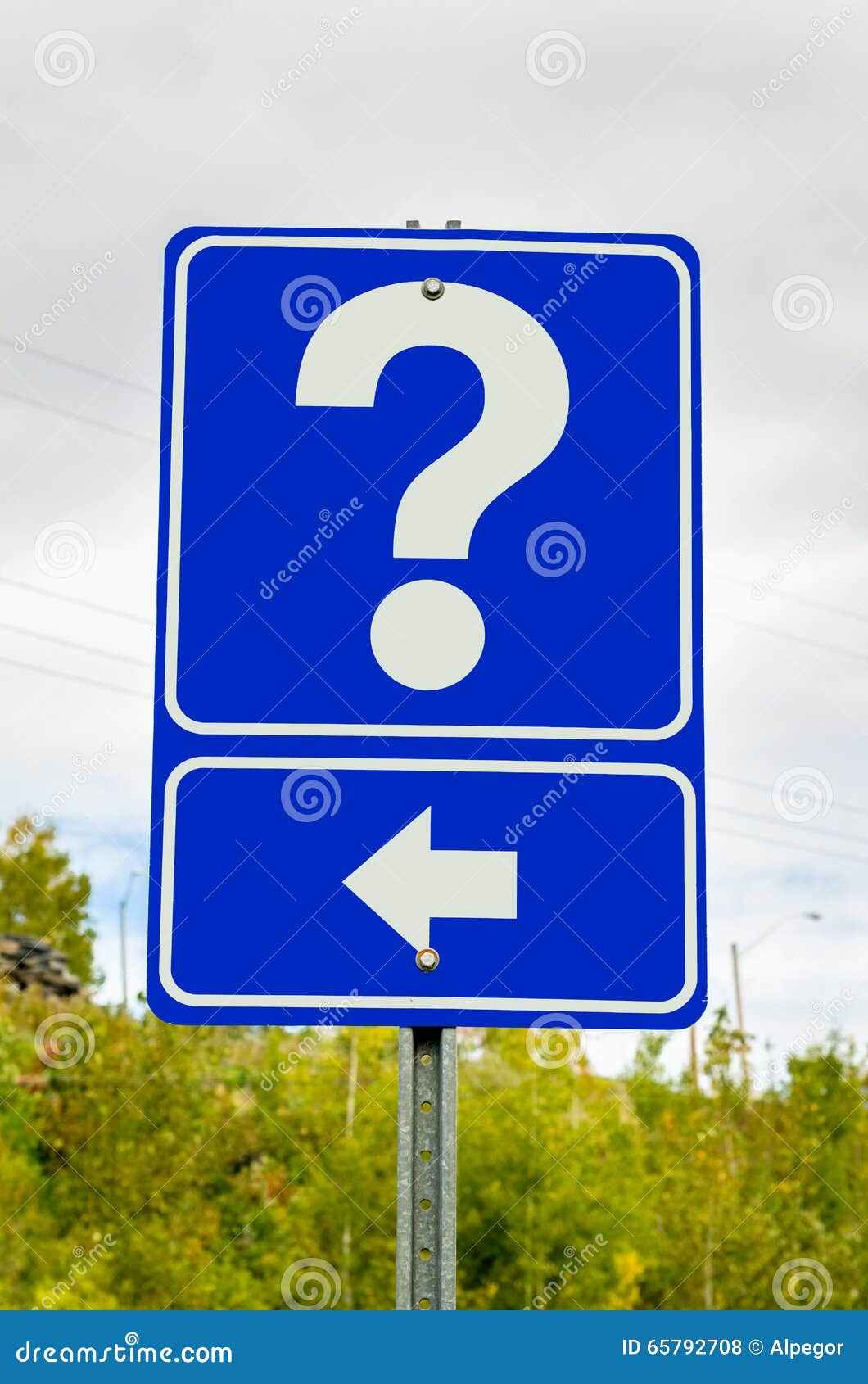 Blue Traffic Sign with a Question Mark Stock Photo - Image of ...