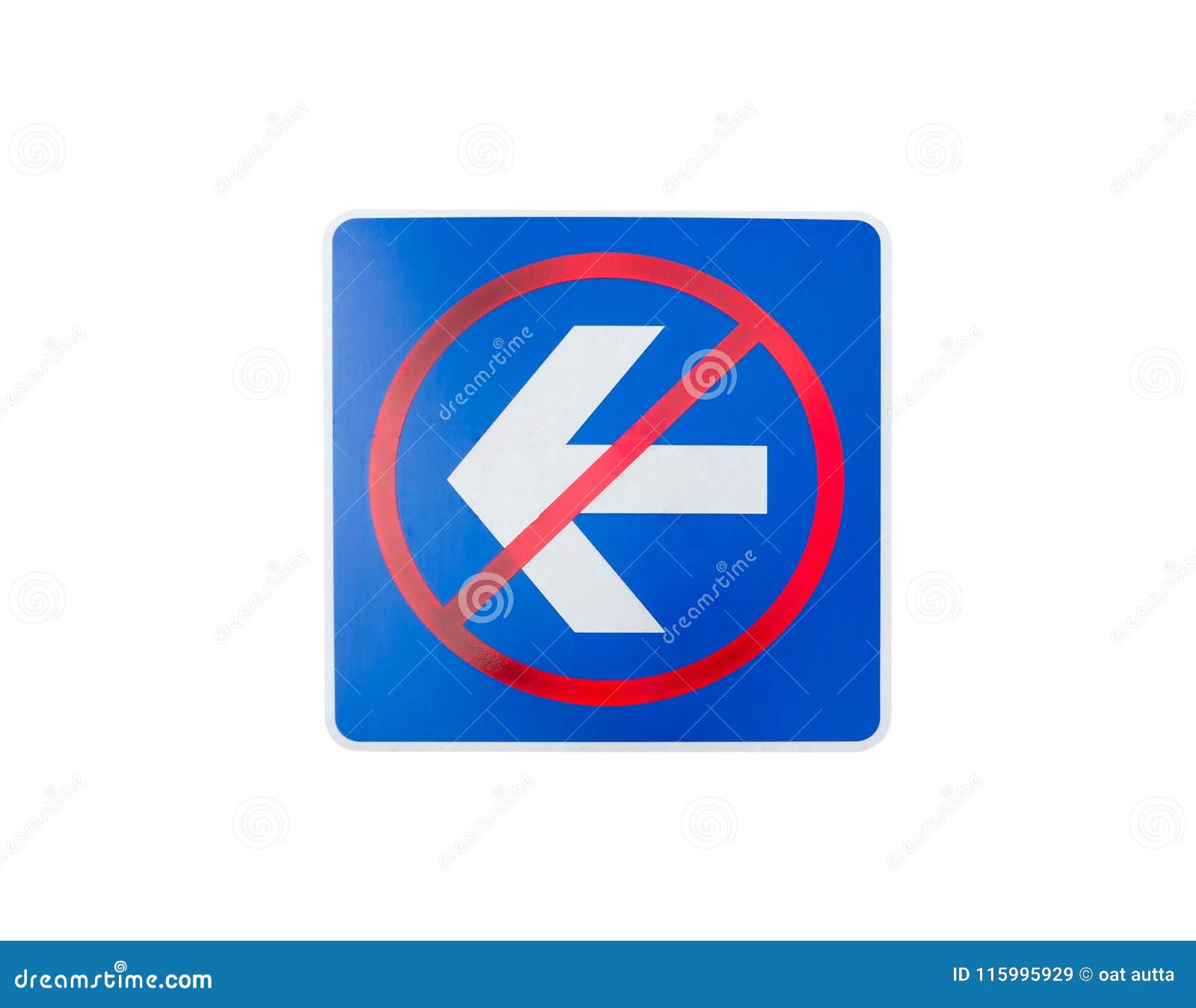 Blue Traffic Signs â€œdo Not Turn Left â€œ on White Background Stock ...