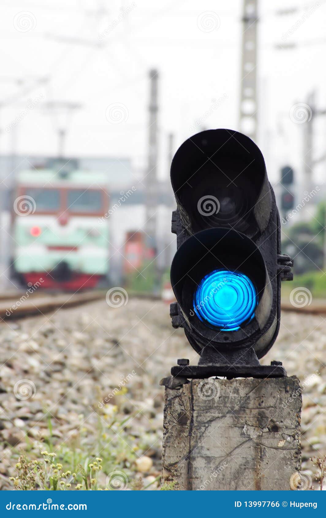 Blue train signal stock photo. Image of rail, stop, sign - 13997766
