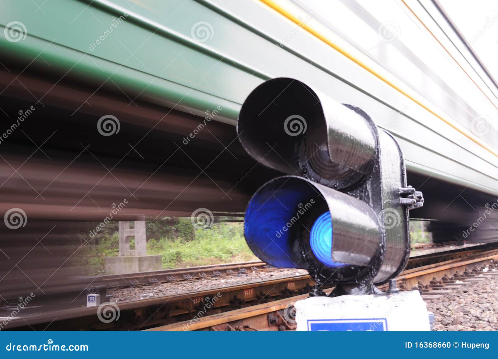 Blue Train Signal, Motion Blur Stock Photo - Image of flash, passage ...