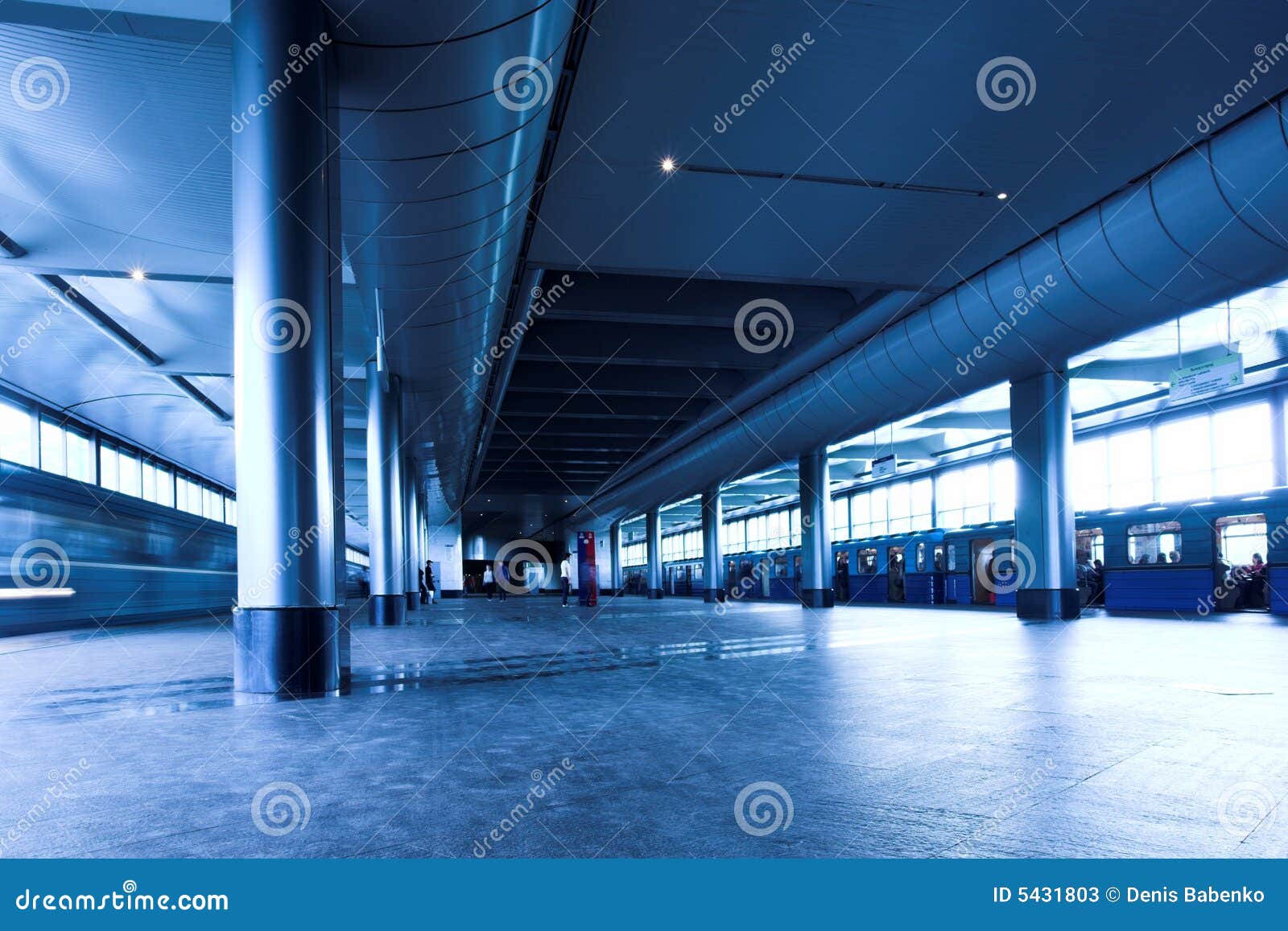 Blue train at subway stock image. Image of passenger, locomotive - 5431803