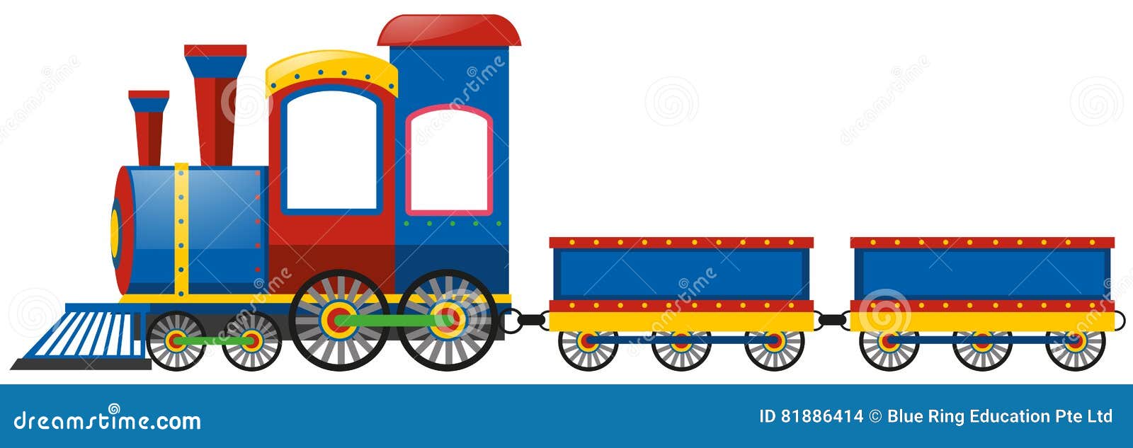 Blue Train With Two Carts Vector Illustration | CartoonDealer.com #81886414