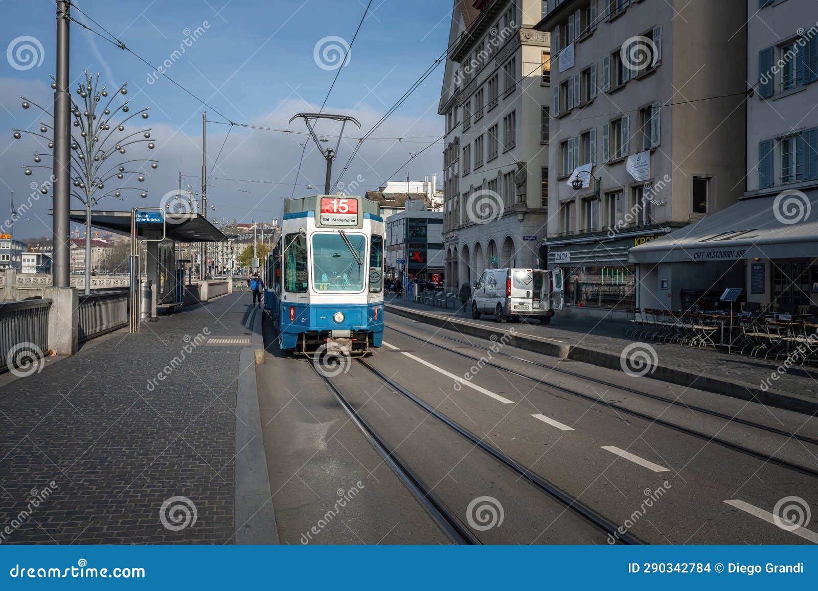 Blue Tram - Zurich, Switzerland Editorial Stock Image - Image of ...