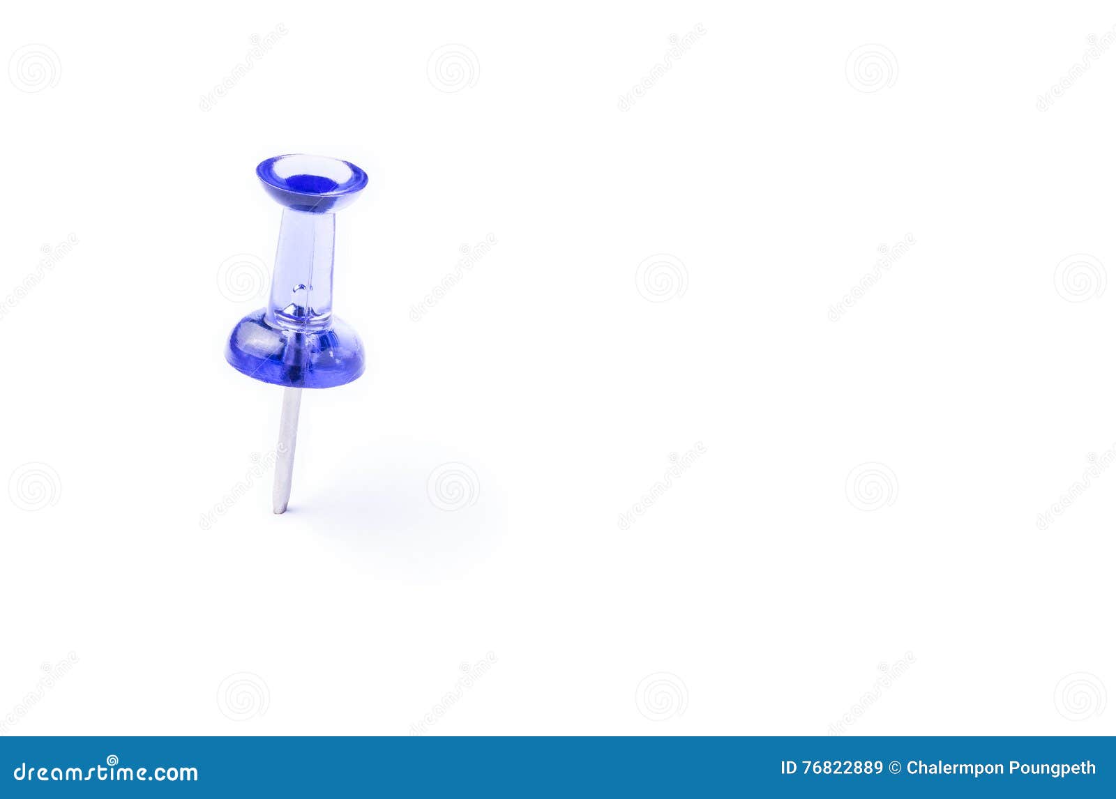 Blue Translucent Push Pin on White Paper Stock Image - Image of tool ...