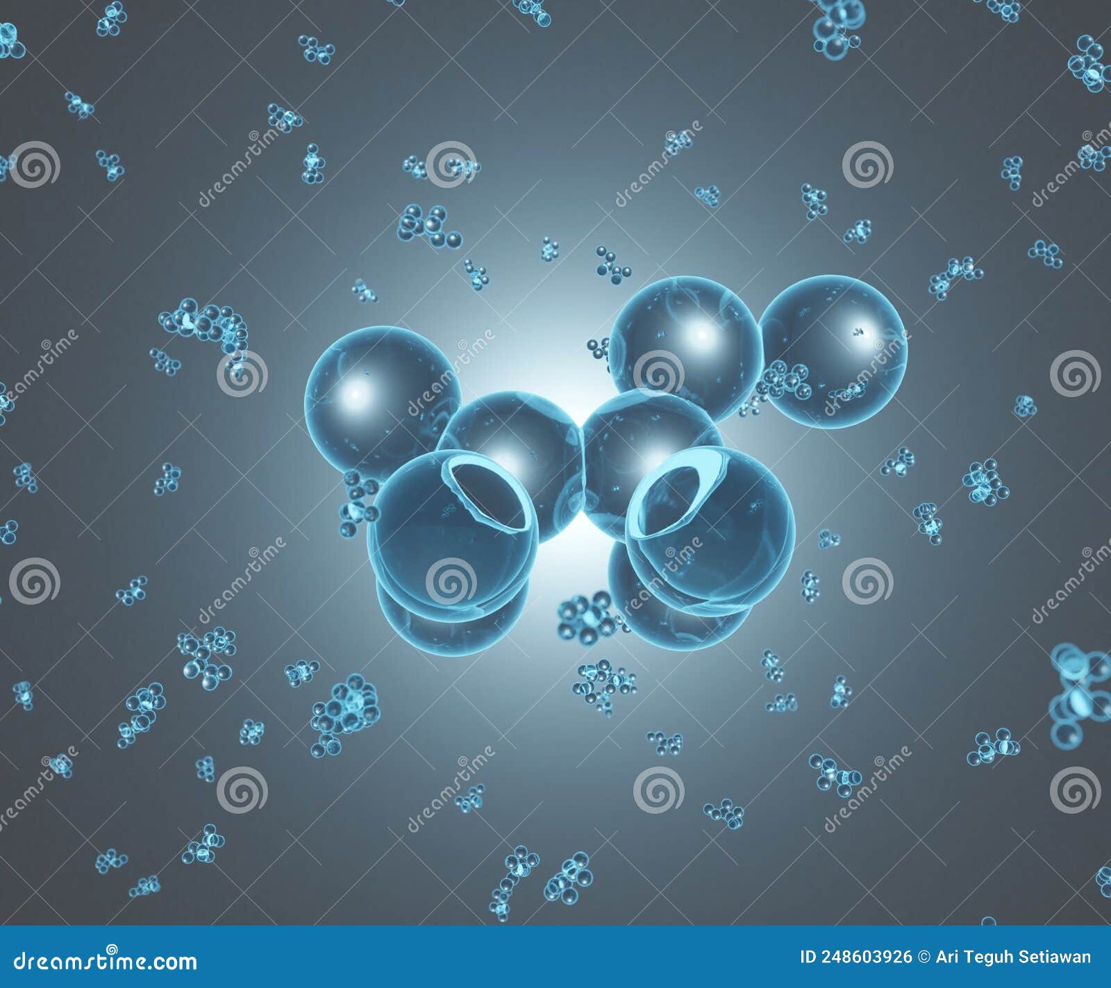 Blue Transparent Ethanol Molecule 3d Rendering Stock Illustration ...