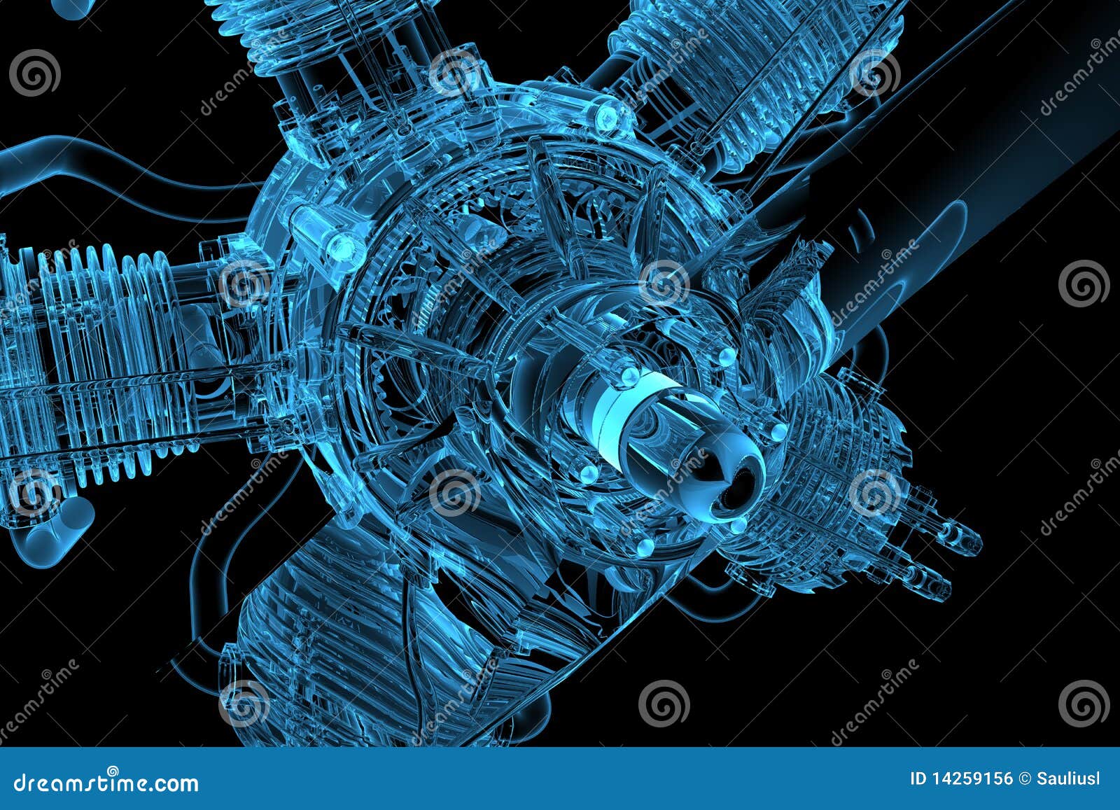Blue Transparent Glowing Engine Stock Illustration - Illustration of ...