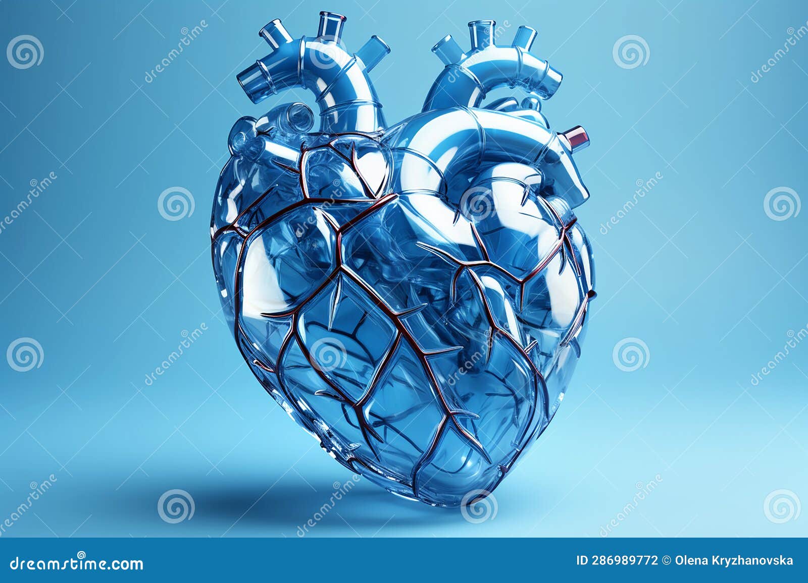 Blue Transparent Layout in the Shape of an Anatomical Heart on a Blue ...
