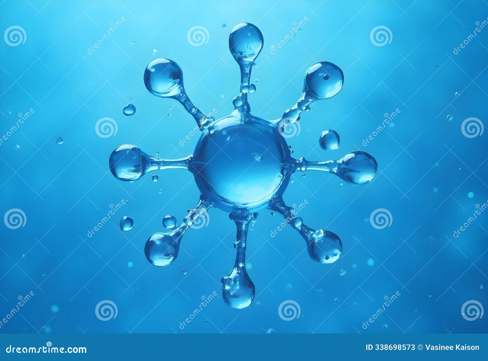 Blue Transparent Molecule Model Floating in Water, Showcasing Its ...