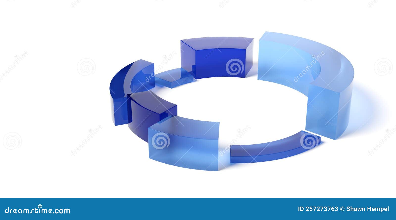 Blue Transparent Pie Chart Business Diagram Over White Background ...