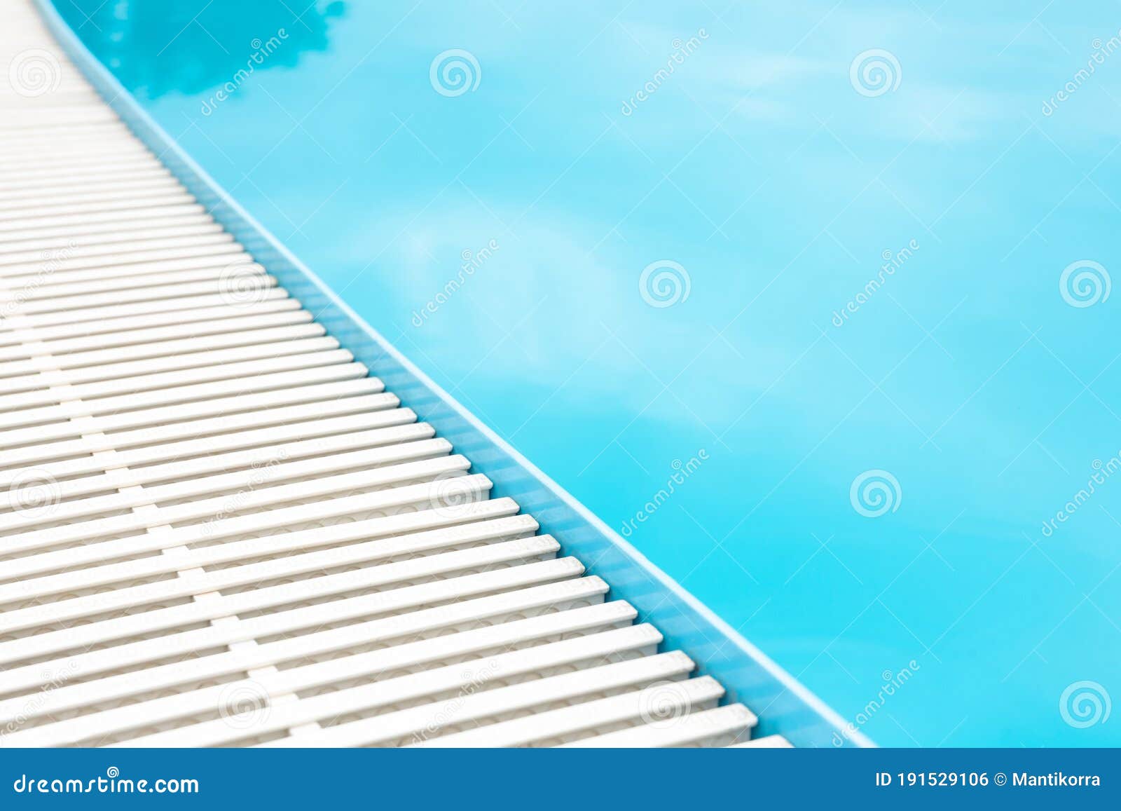 Blue Transparent Pool Water Surface and White Plastic Side Grating ...