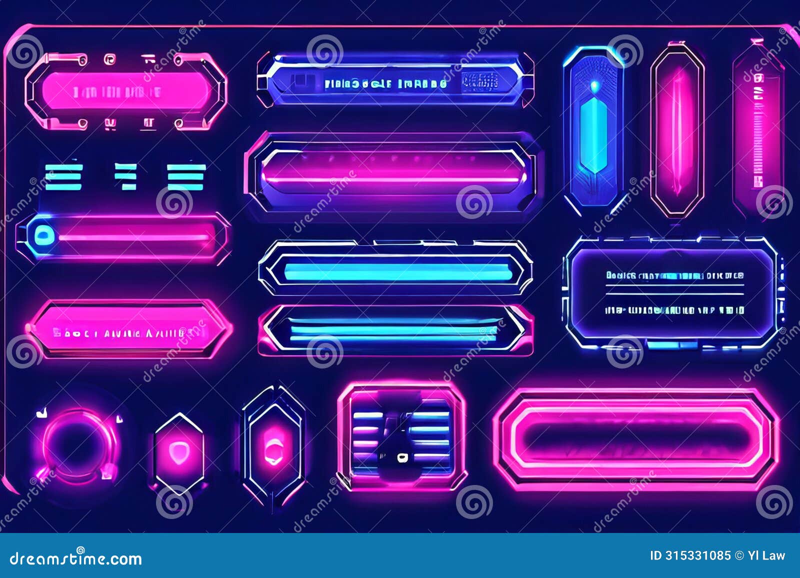 Blue Transparent Screens on Dark Blue Background in the Style of HUD ...