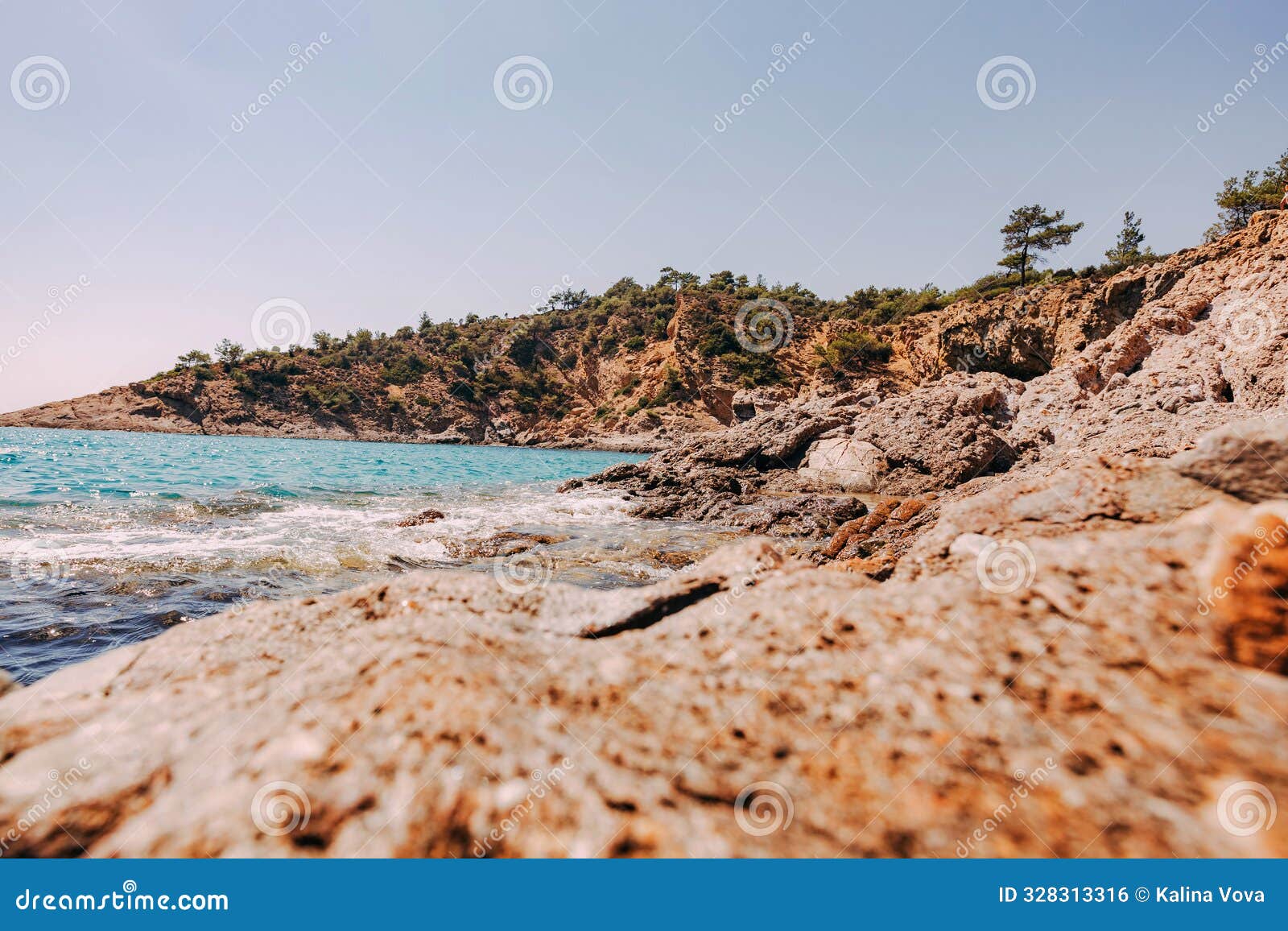 A Blue Transparent Sea in the Mountains Stock Photo - Image of cloud ...