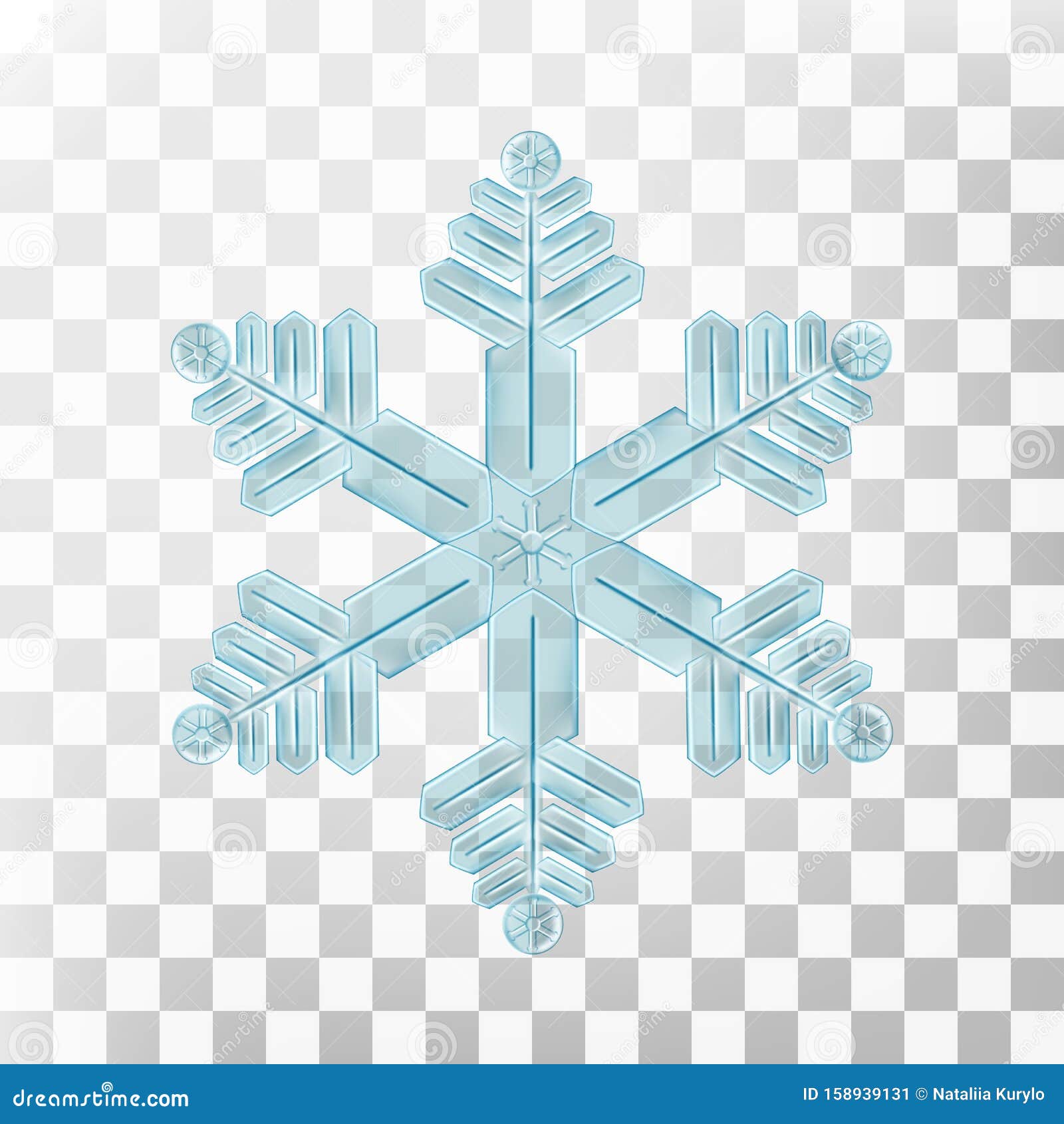 Blue Transparent Snowflake, Winter Decoration, Ice Crystal for Design ...