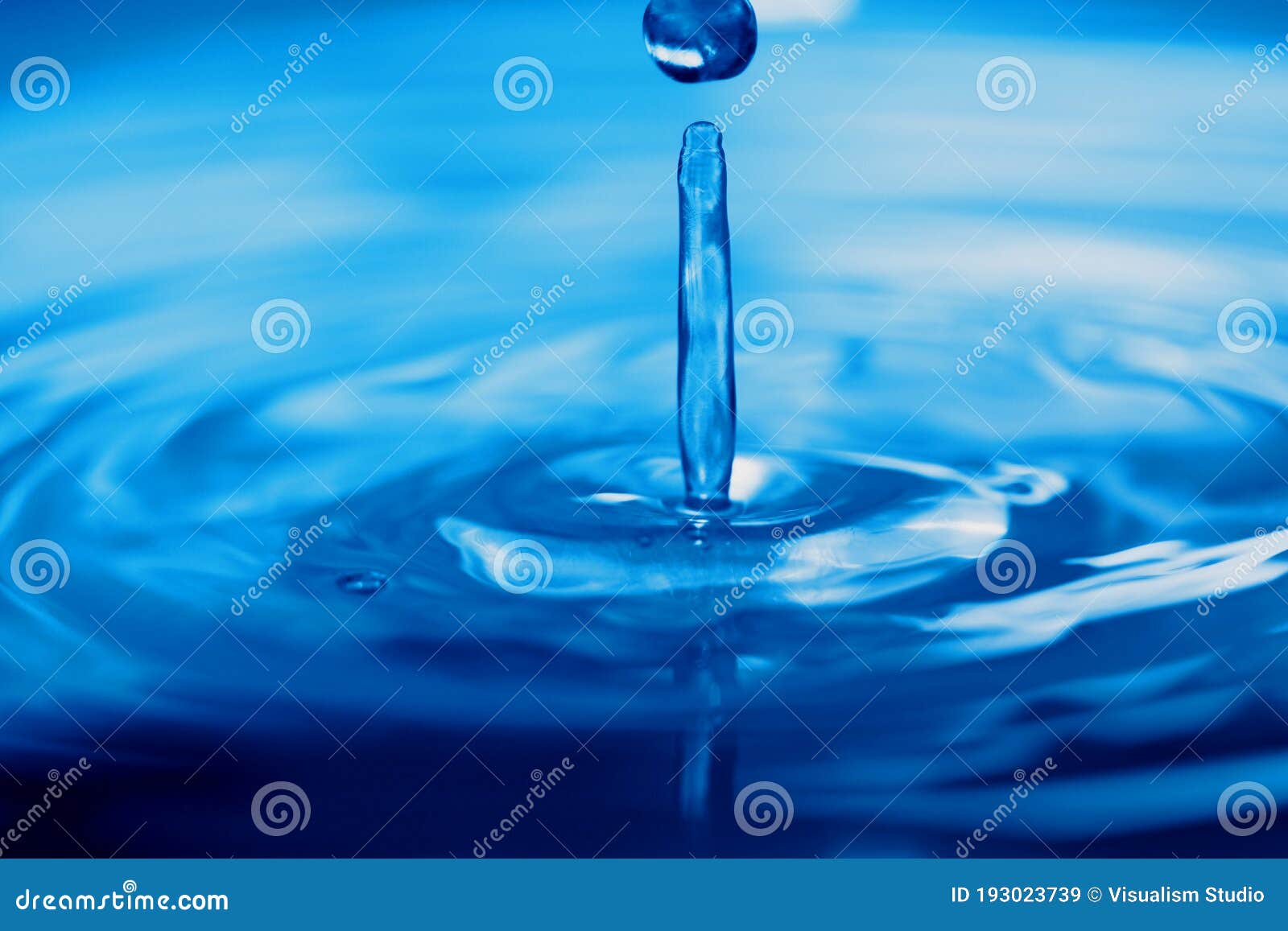 Blue Transparent Water Drop Splash with Bubble Realistic with Blue ...