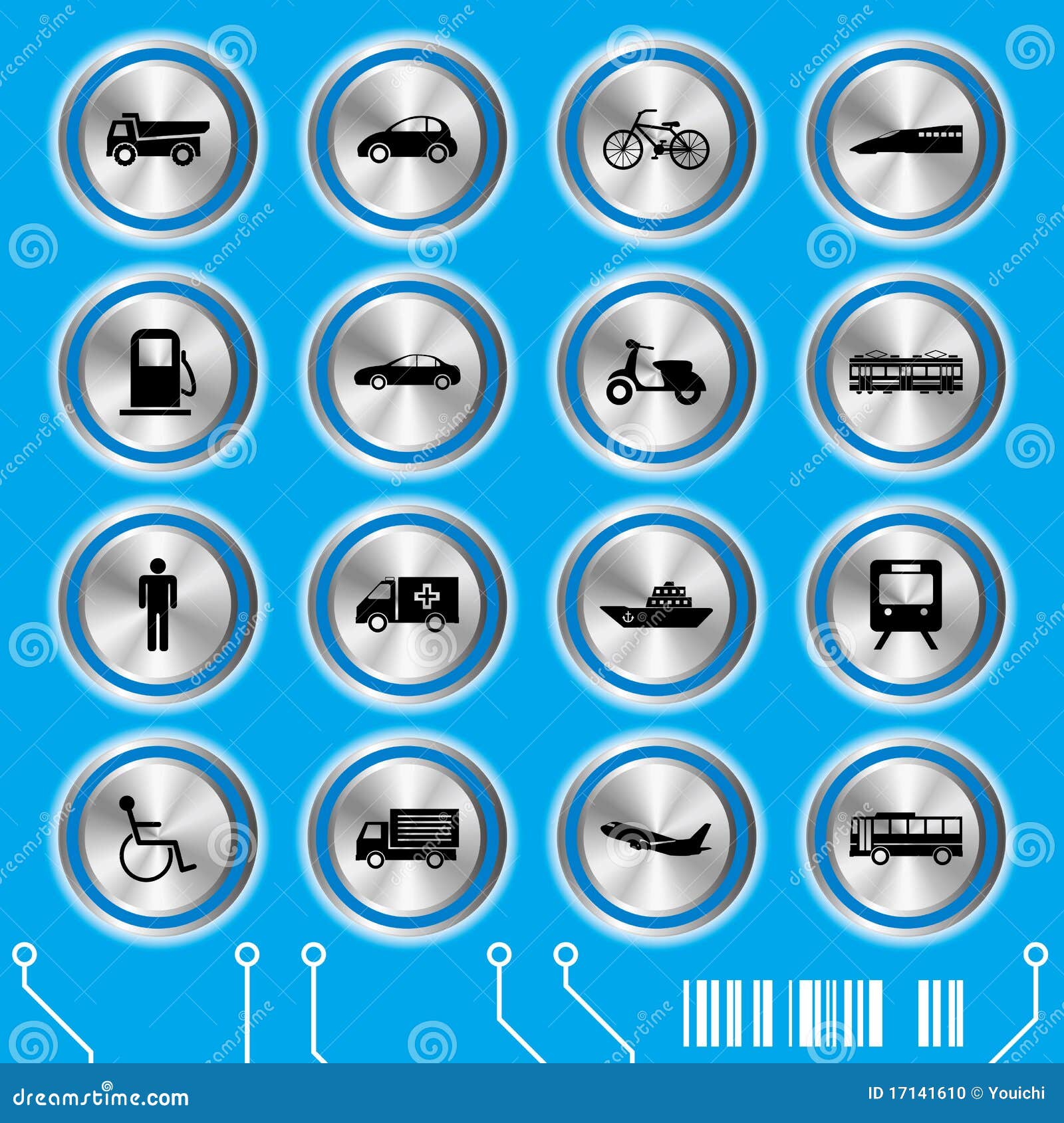 Blue Transportation Icons Set Stock Vector - Illustration of website ...
