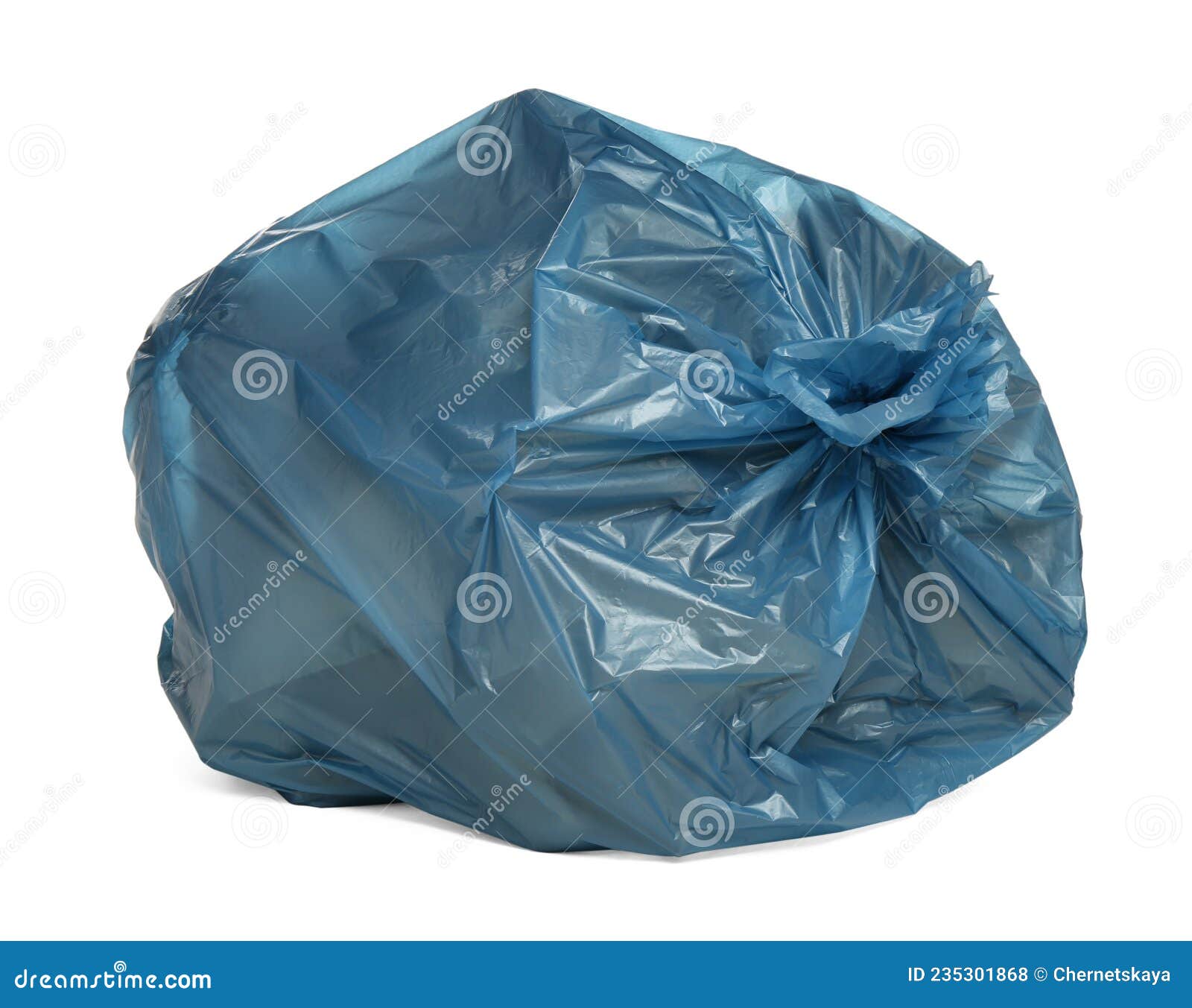 Blue Trash Bag Filled with Garbage Isolated on White Stock Photo ...