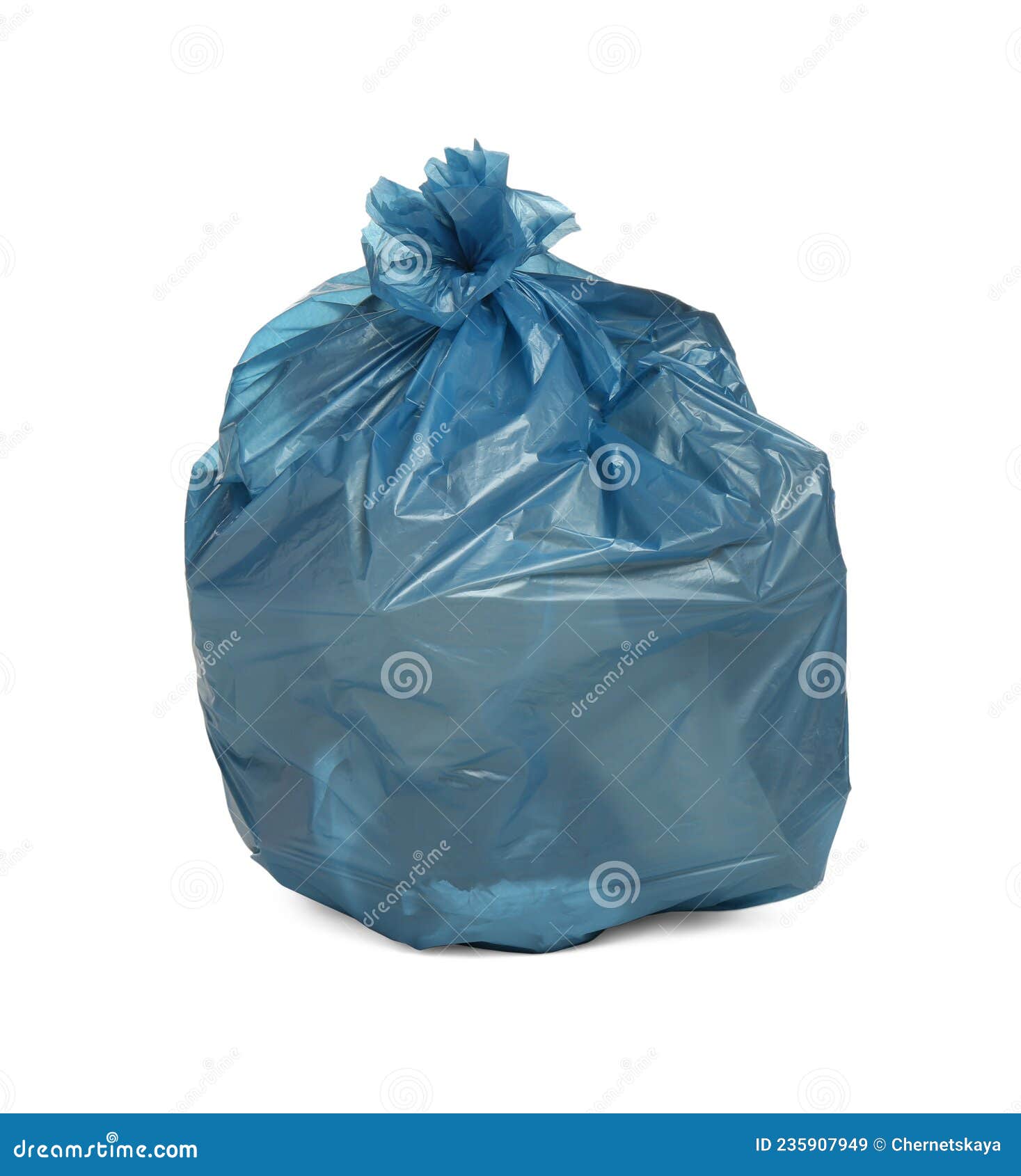 Blue Trash Bag Filled with Garbage Isolated on White Stock Image ...