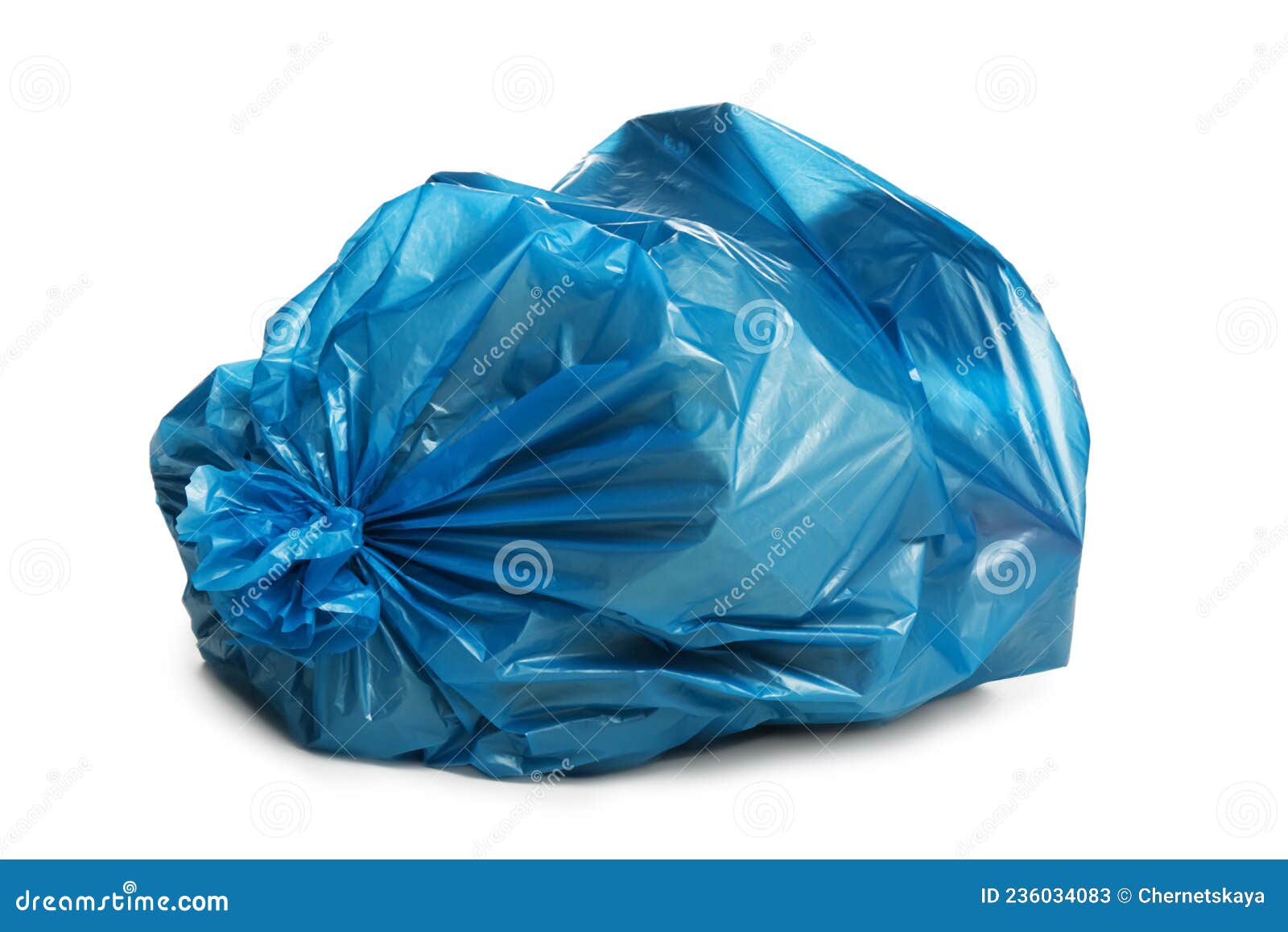 Blue Trash Bag Filled with Garbage Isolated on White Stock Image ...
