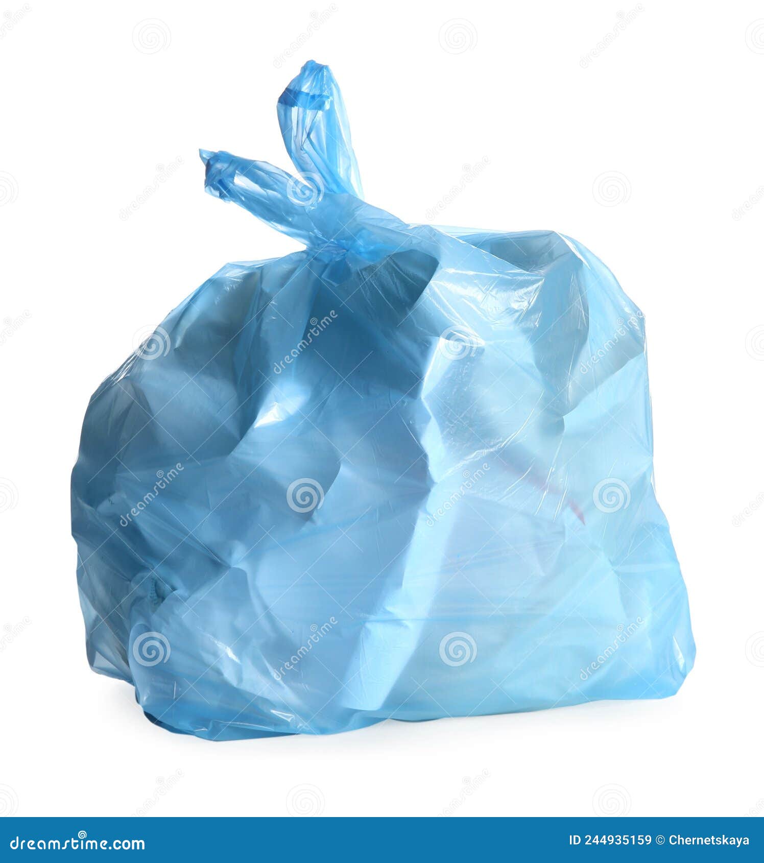 Blue Trash Bag Full of Garbage Isolated on White Stock Image - Image of ...