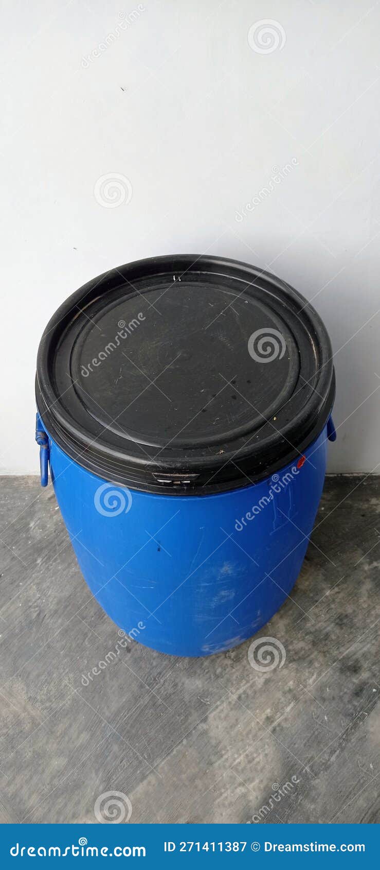 Blue Trash Bin in Front of the House Stock Image - Image of house, blue ...