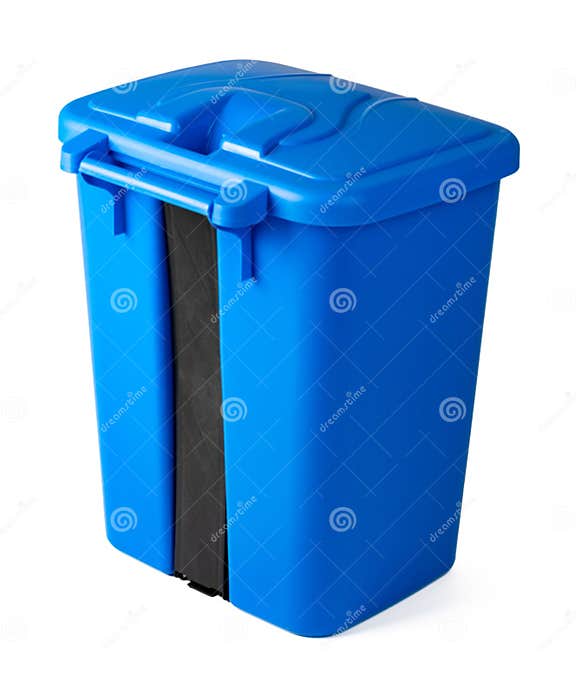 A Blue Trash Bin Isolated on White Stock Image - Image of recycle ...