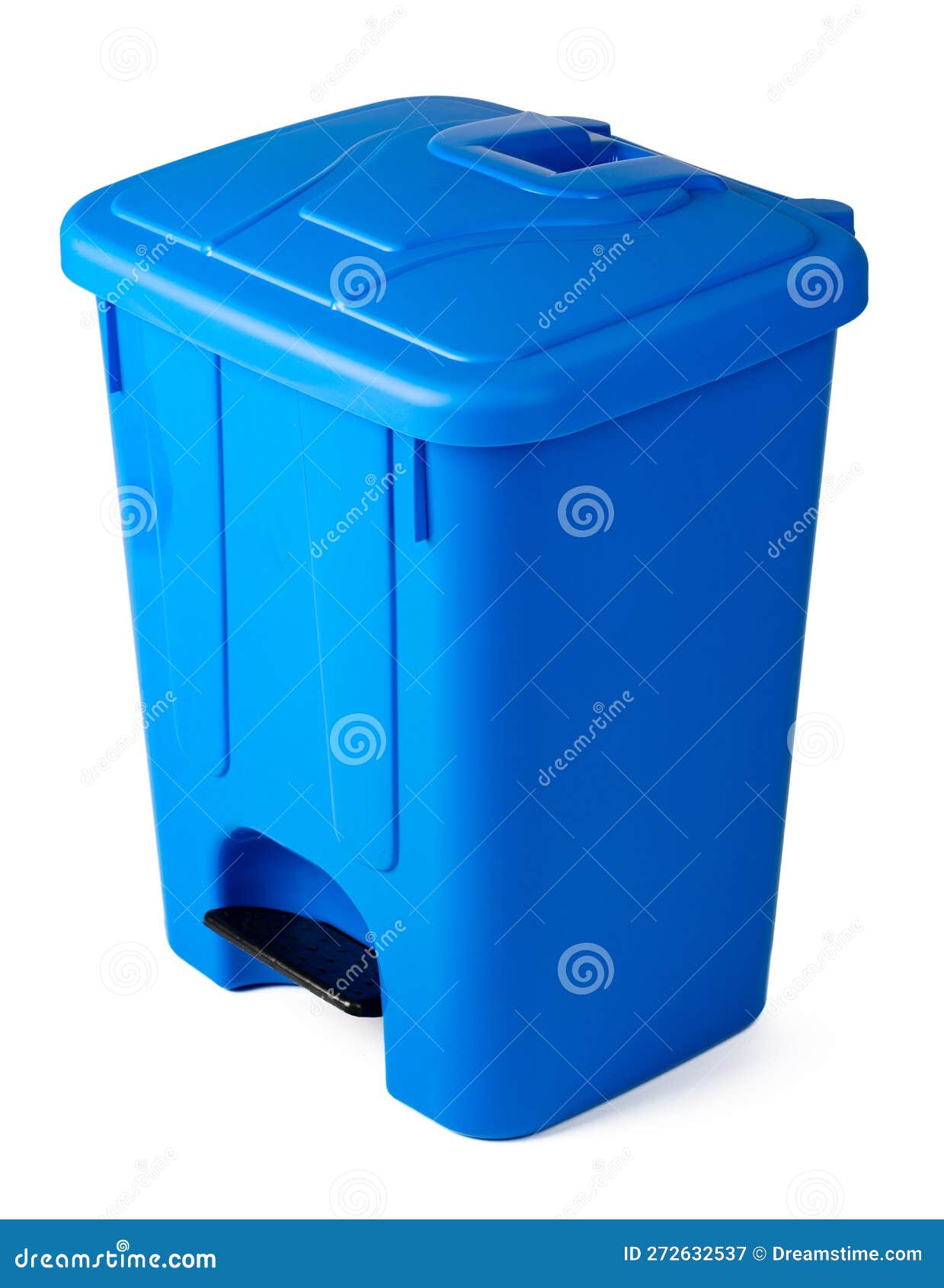 A Blue Trash Bin Isolated on White Stock Image - Image of garbage ...