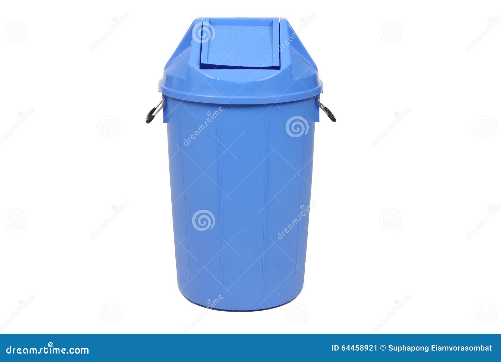 Blue trash can. stock image. Image of inhouse, background - 64458921