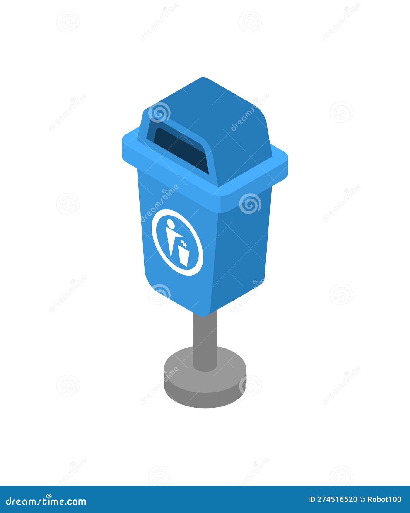 Blue Trash Can With Mixed Garbage, Segregation And Separation Rubbish ...