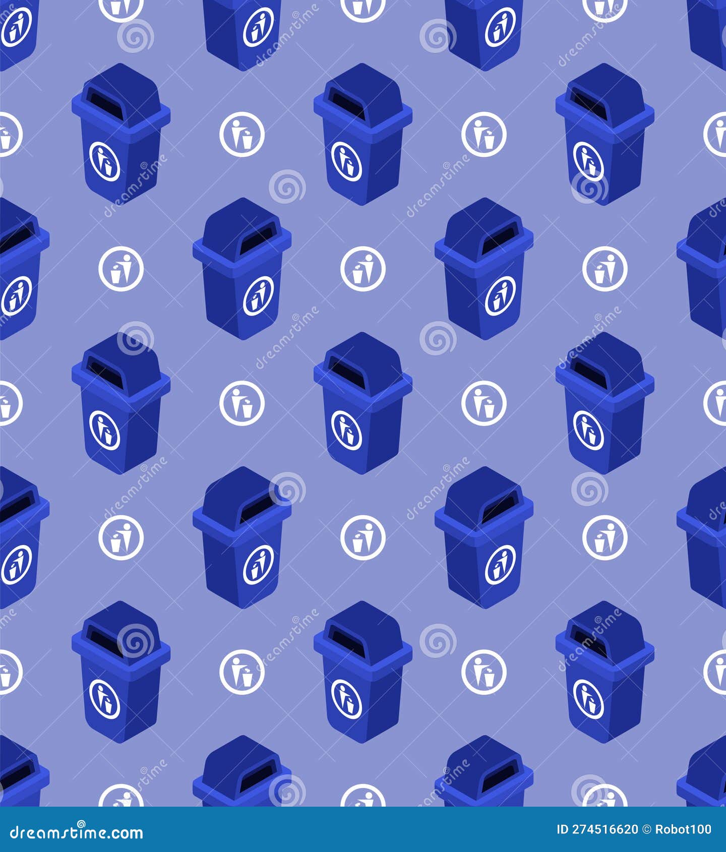 Blue Trash Can With Mixed Garbage, Segregation And Separation Rubbish ...