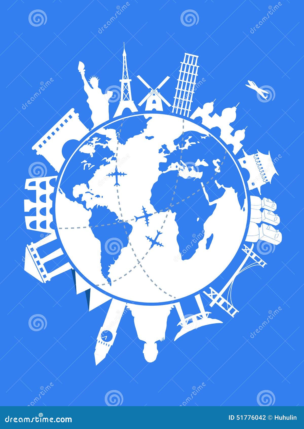 Blue Travel background stock vector. Illustration of flight - 51776042