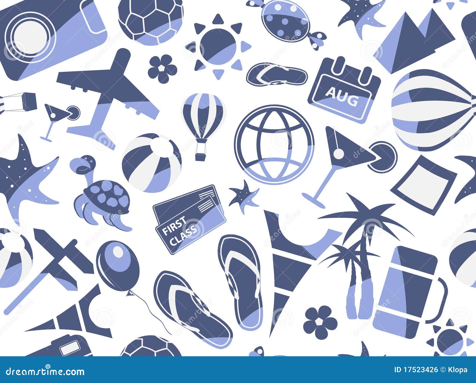 Travel Seamless Pattern. Icon Bagage And Hotel In Summer Color Palette ...