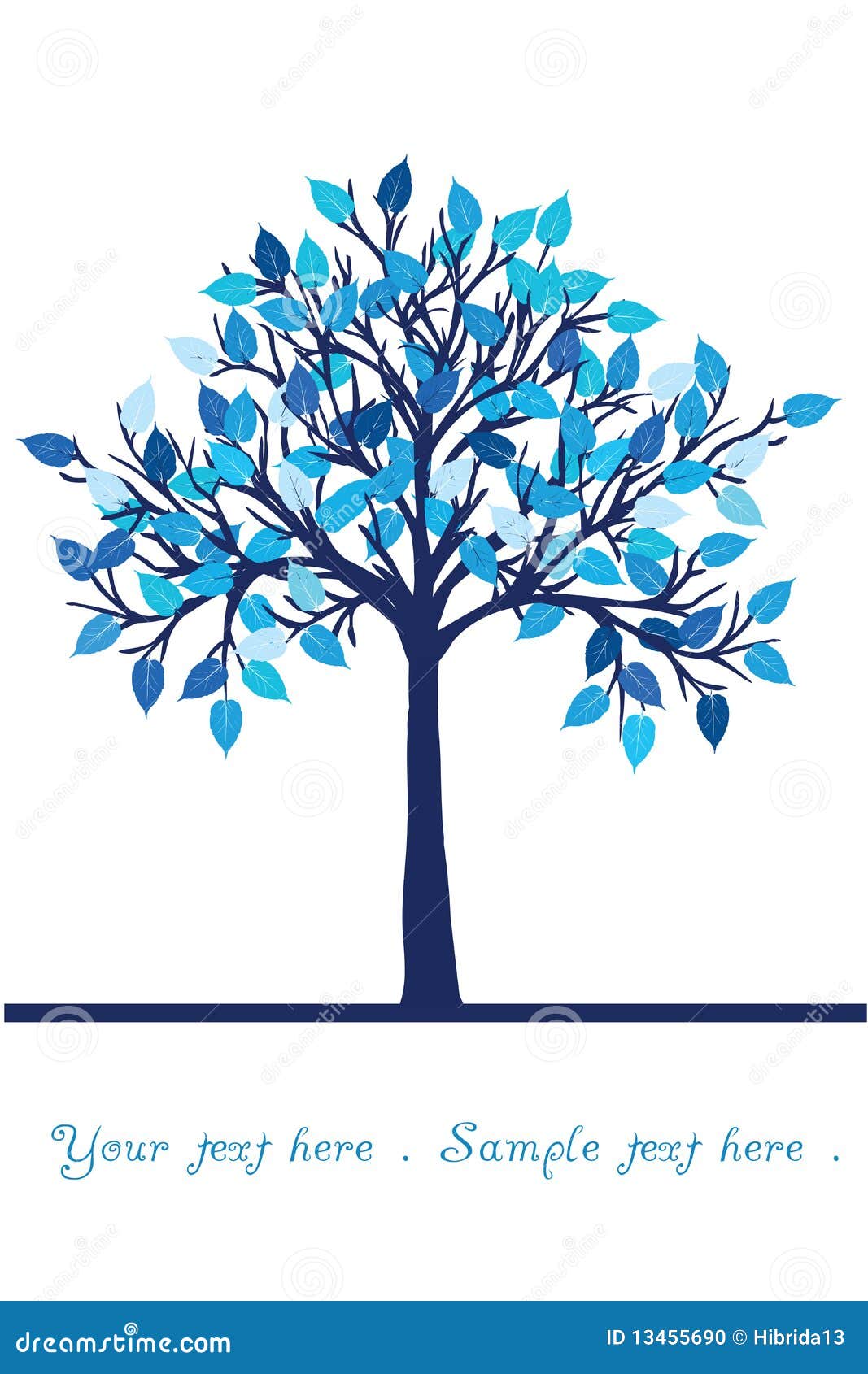 Blue tree stock illustration. Illustration of line, leaf - 13455690
