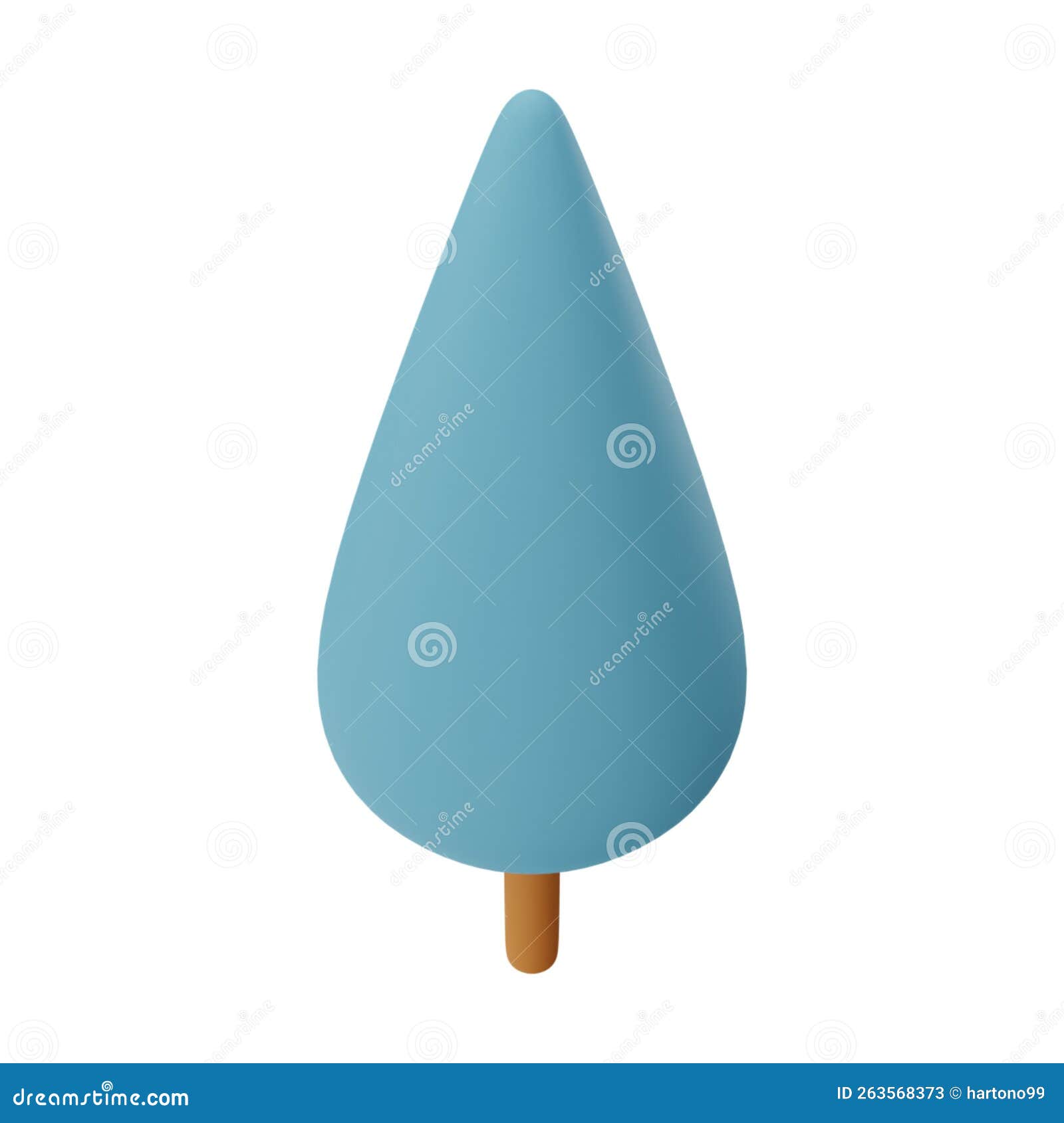 Blue Tree 3D Illustration Isolated on White Background Stock ...