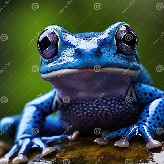 Blue Tree Frog on a rock. stock illustration. Illustration of ...