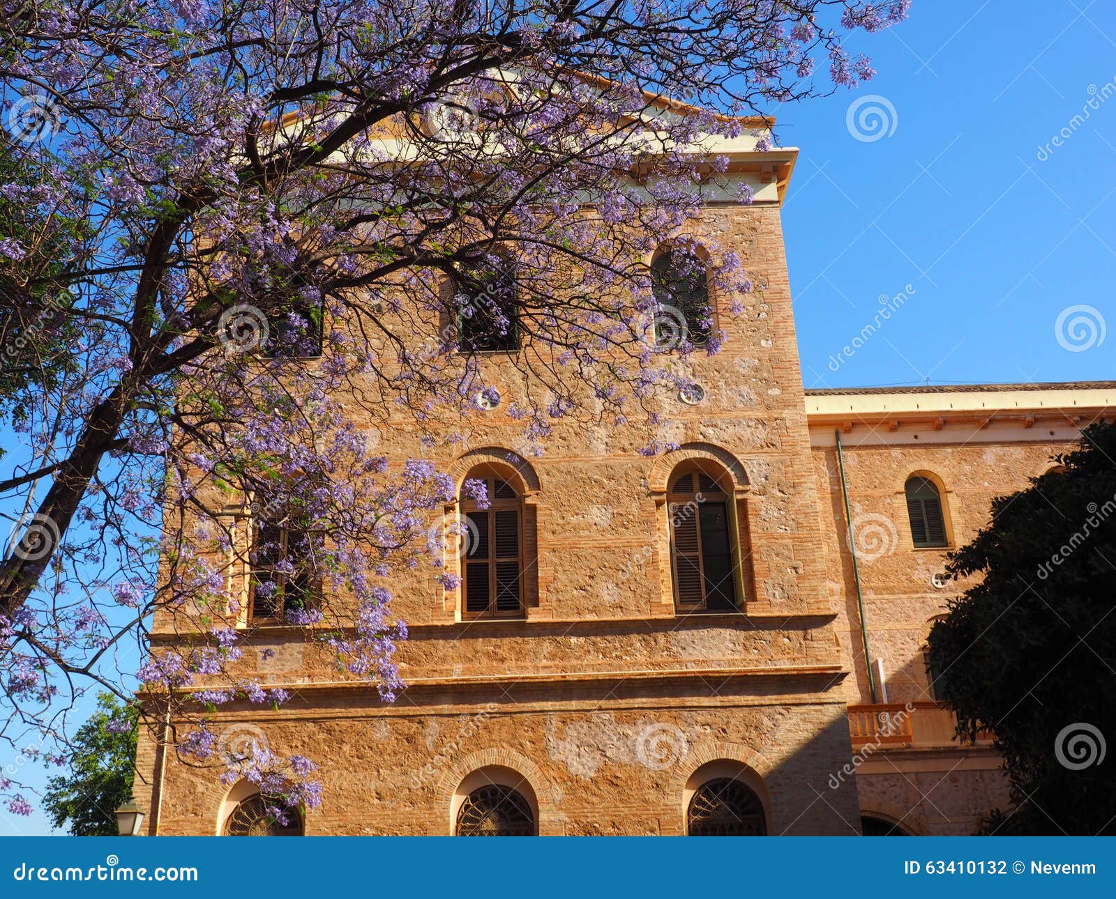 Blue tree house stock photo. Image of landmark, sign - 63410132