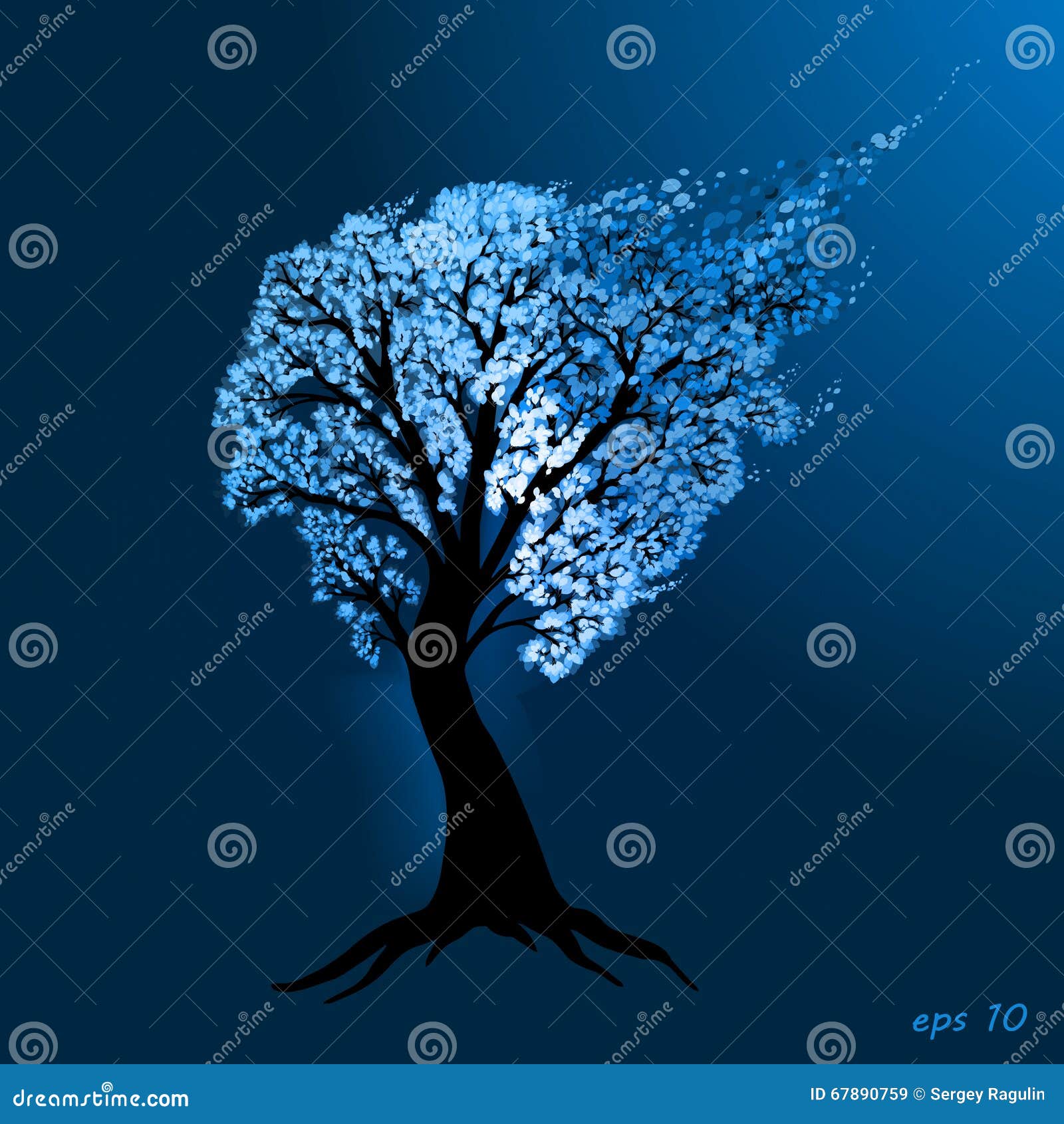 Blue tree stock vector. Illustration of object, abstract - 67890759