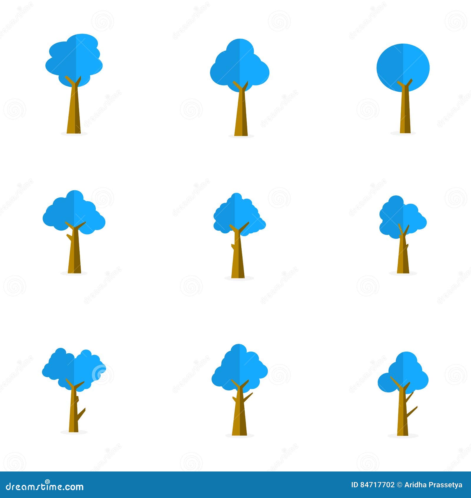 Blue tree of set vector stock vector. Illustration of botany - 84717702