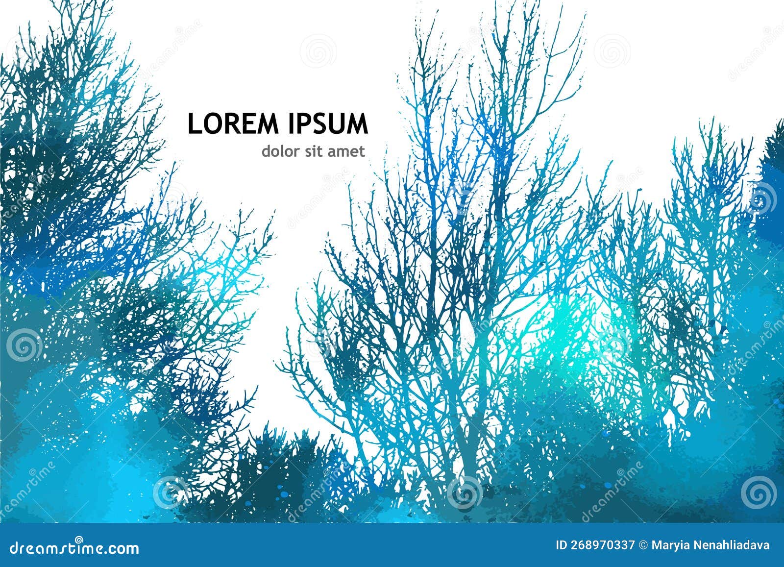 Blue Trees Landscape. Vector Illustration Stock Vector - Illustration ...