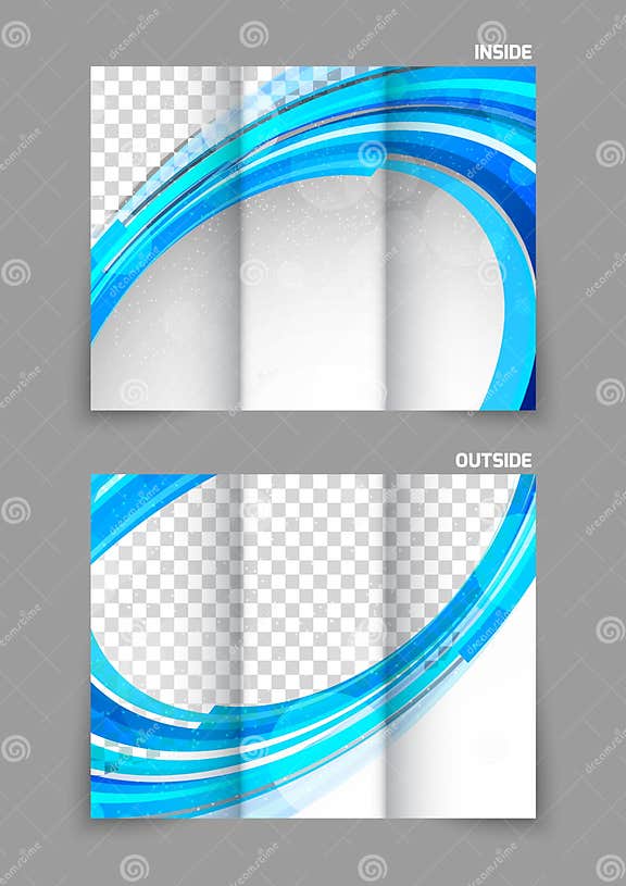 Blue tri fold brochure stock vector. Illustration of advertise - 43308882