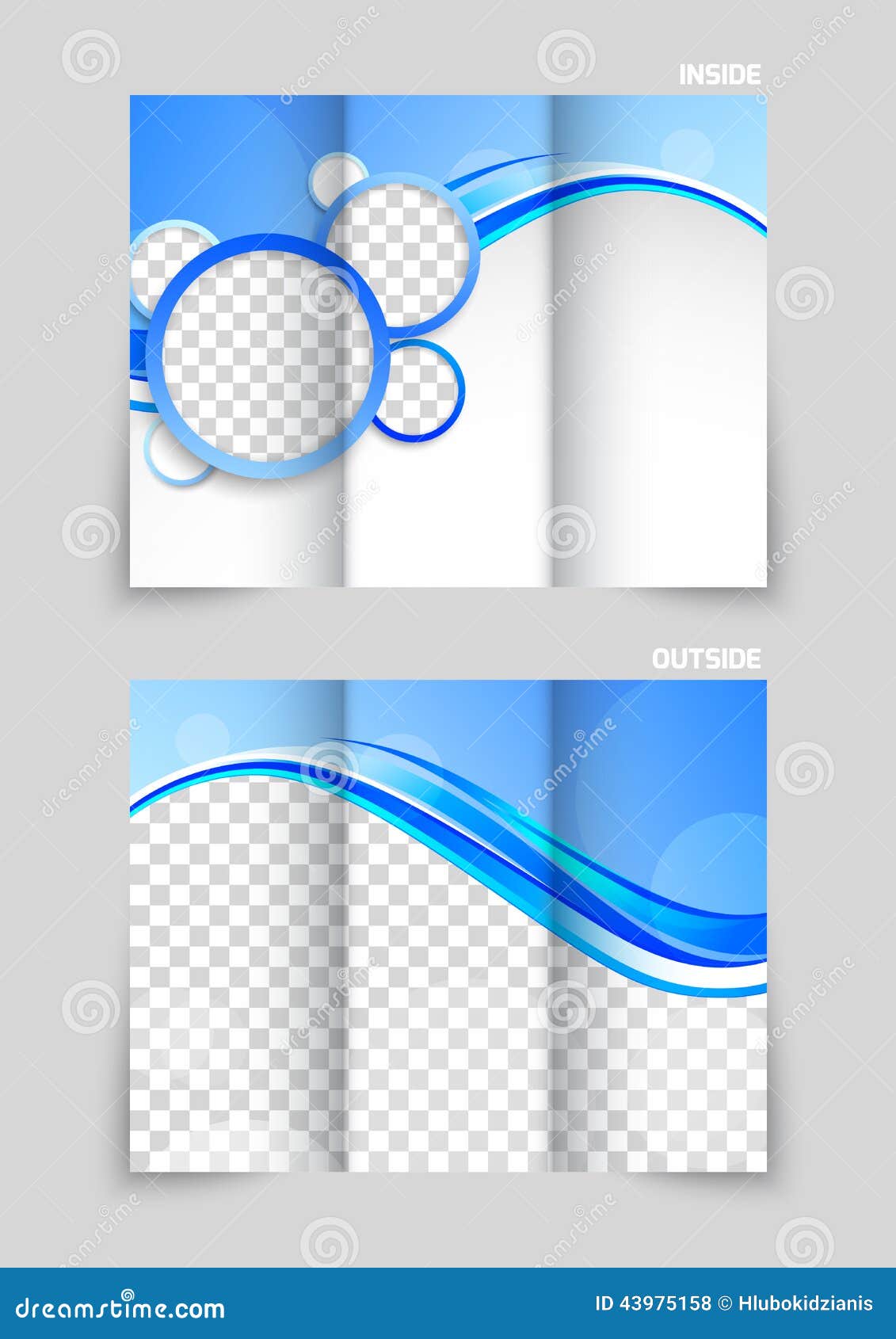 Blue tri-fold brochure stock vector. Illustration of layout - 43975158