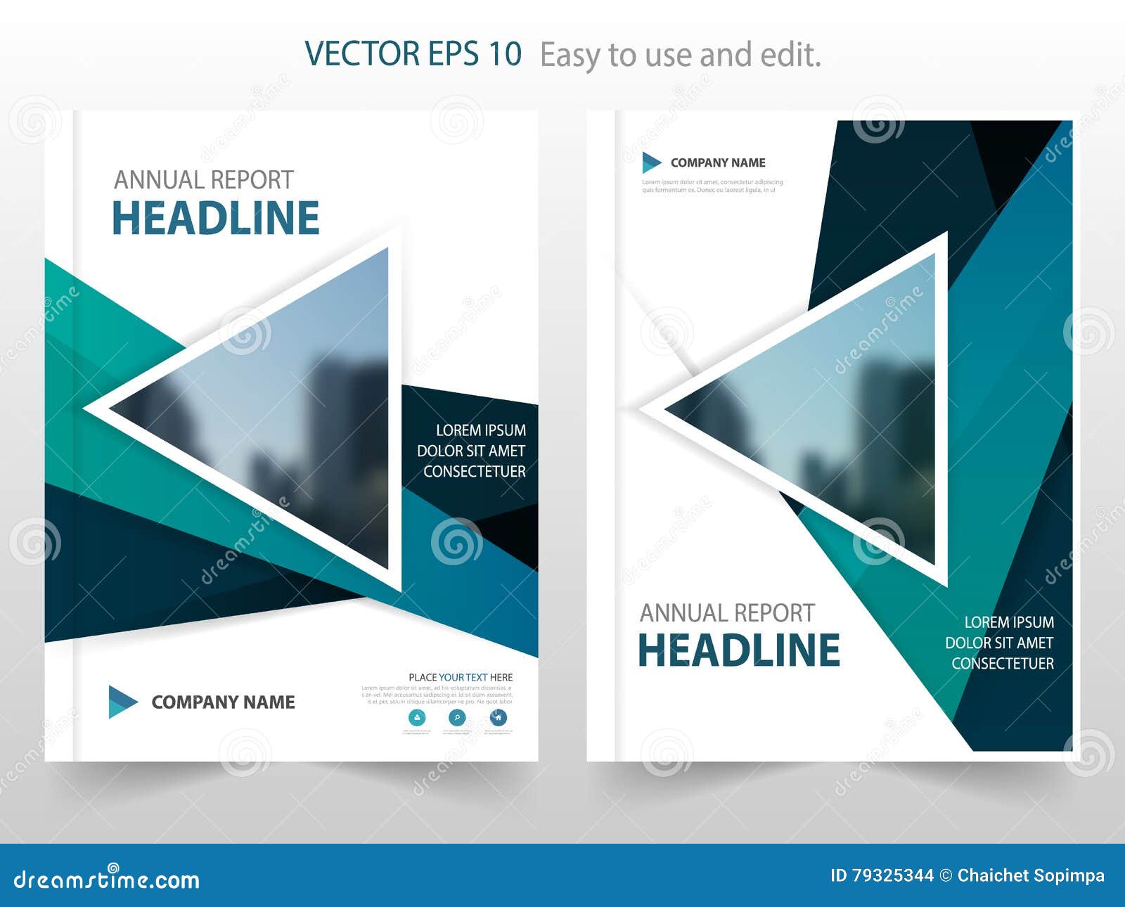 Blue Triangle Abstract Annual Report Brochure Design Template Vector