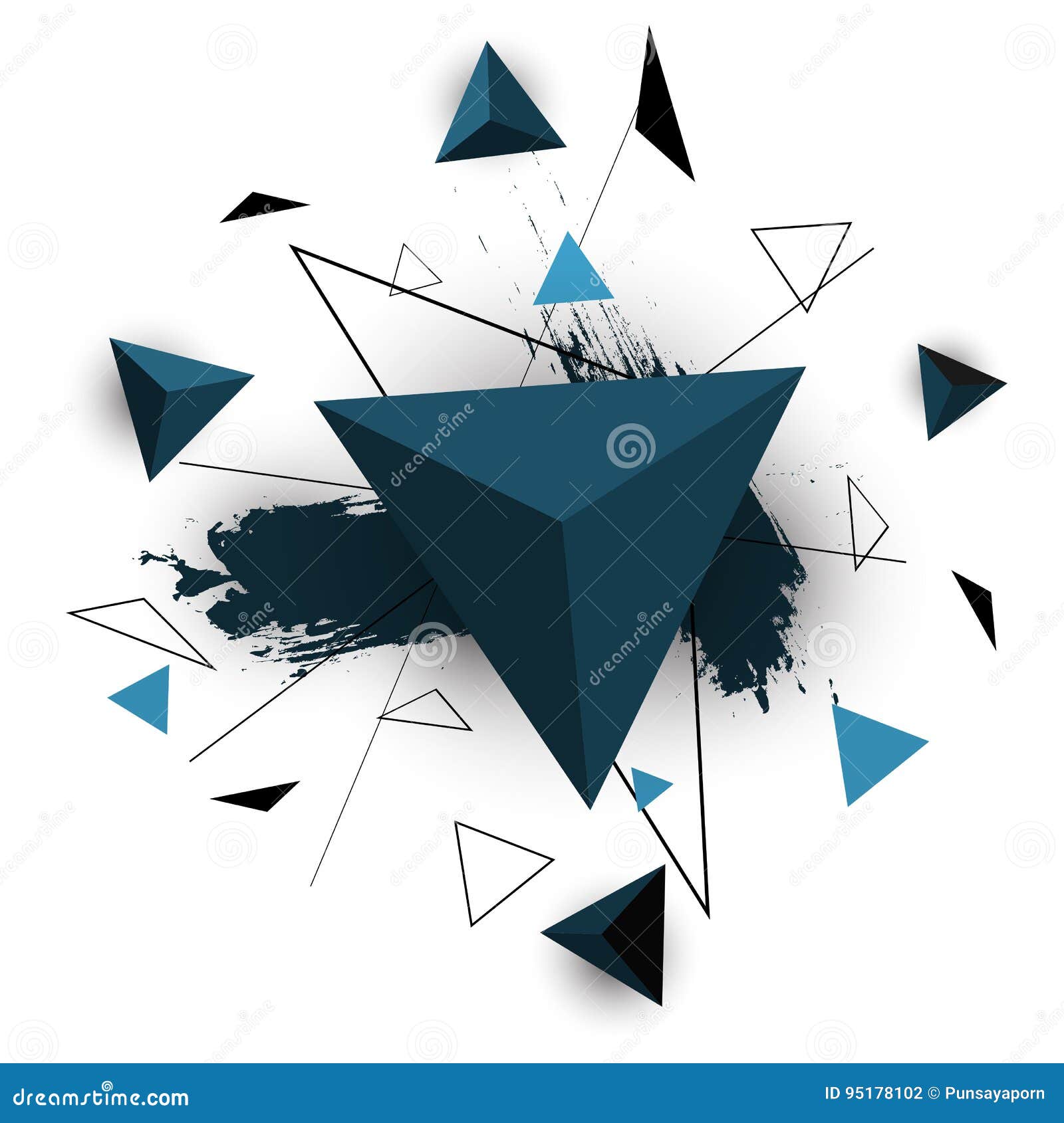Blue Triangle Abstract on White Background Stock Vector - Illustration ...
