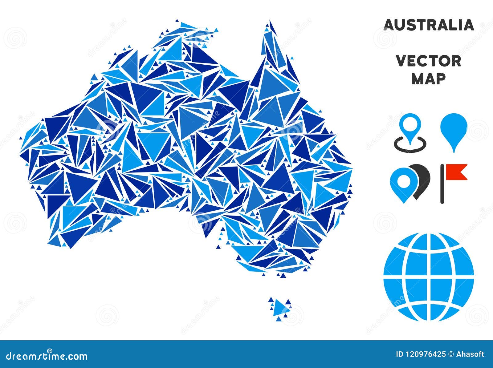 Blue Triangle Australia Map Stock Vector - Illustration of location ...