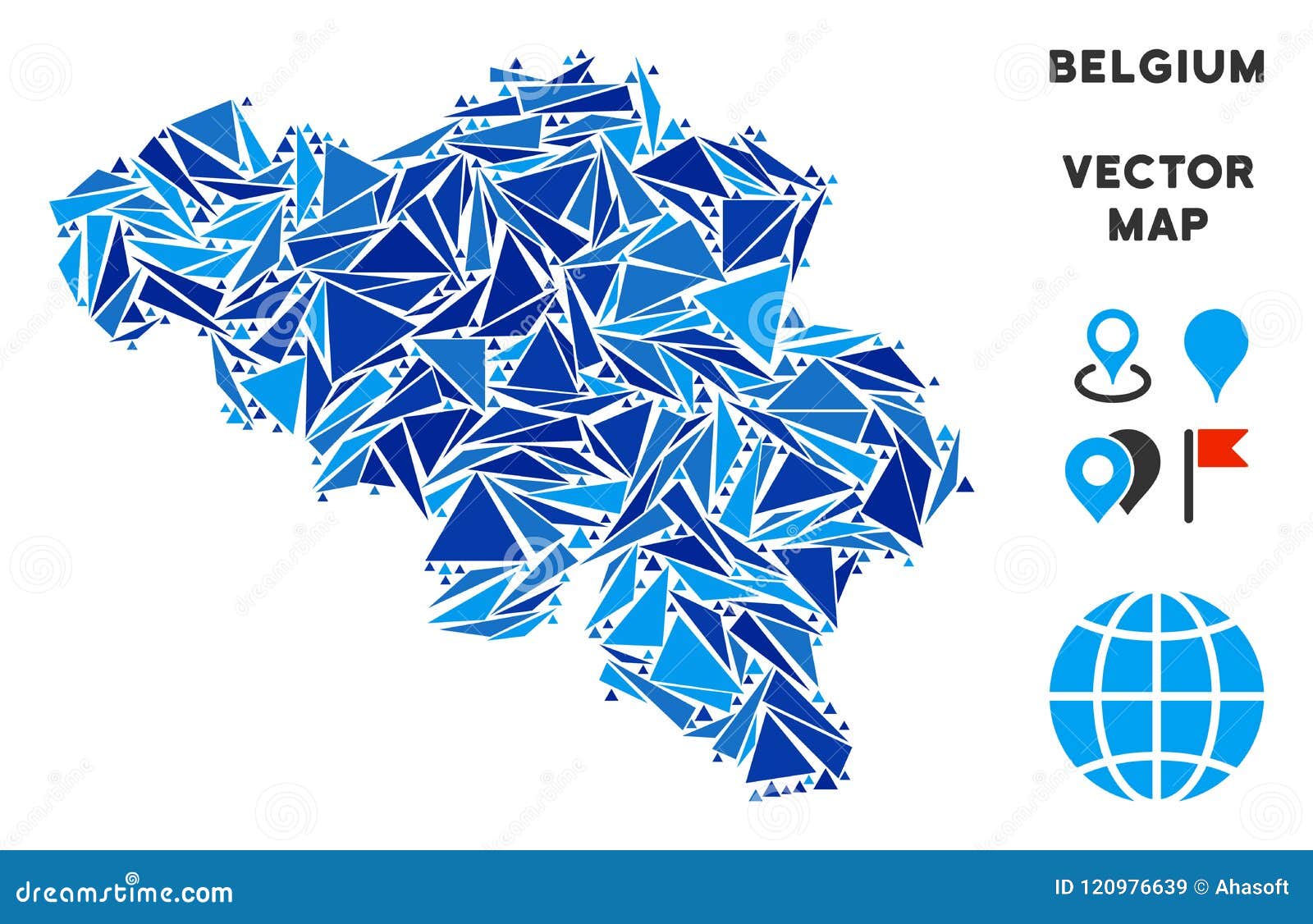 Blue Triangle Belgium Map stock vector. Illustration of combined ...