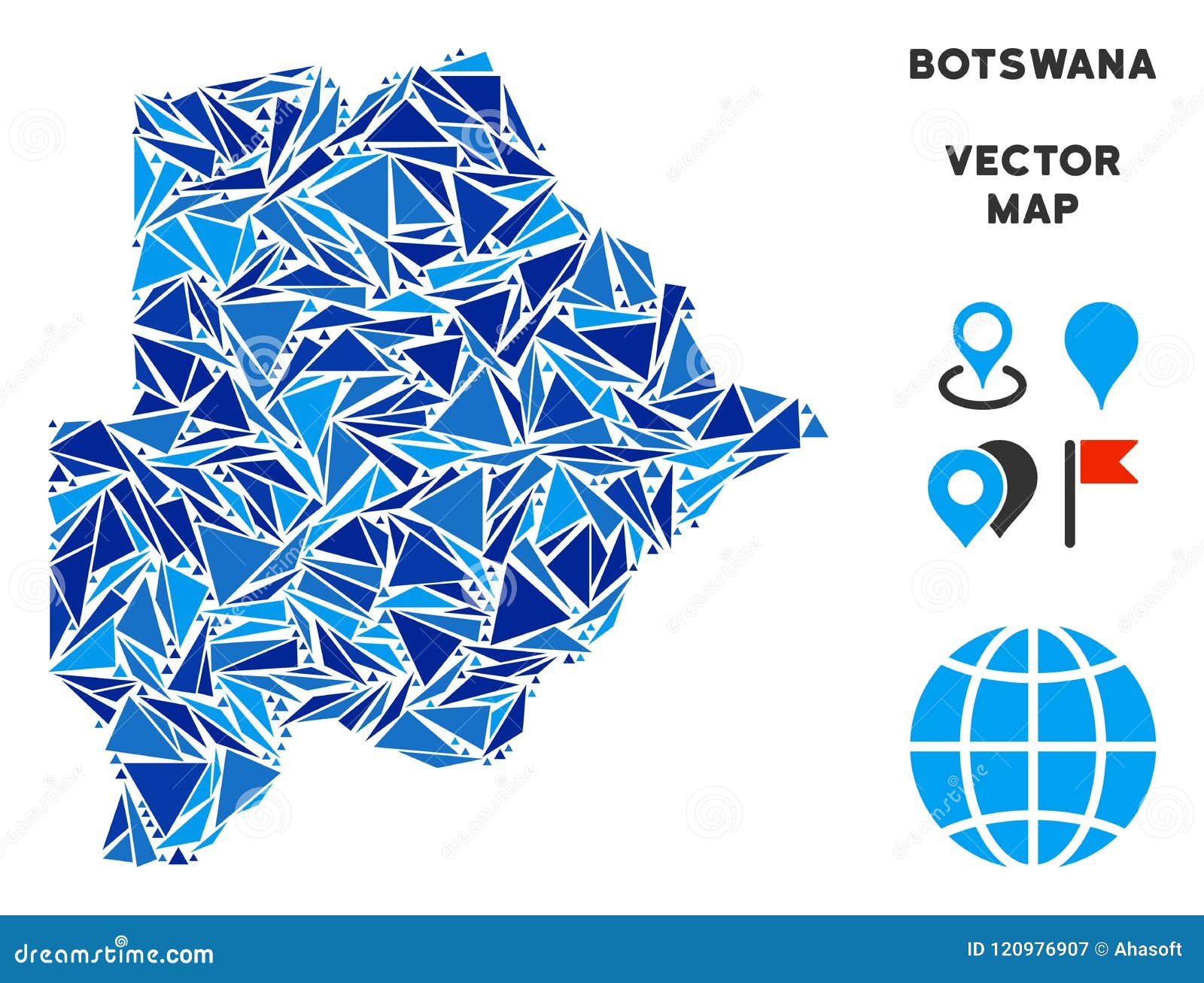 Blue Triangle Botswana Map stock vector. Illustration of element ...
