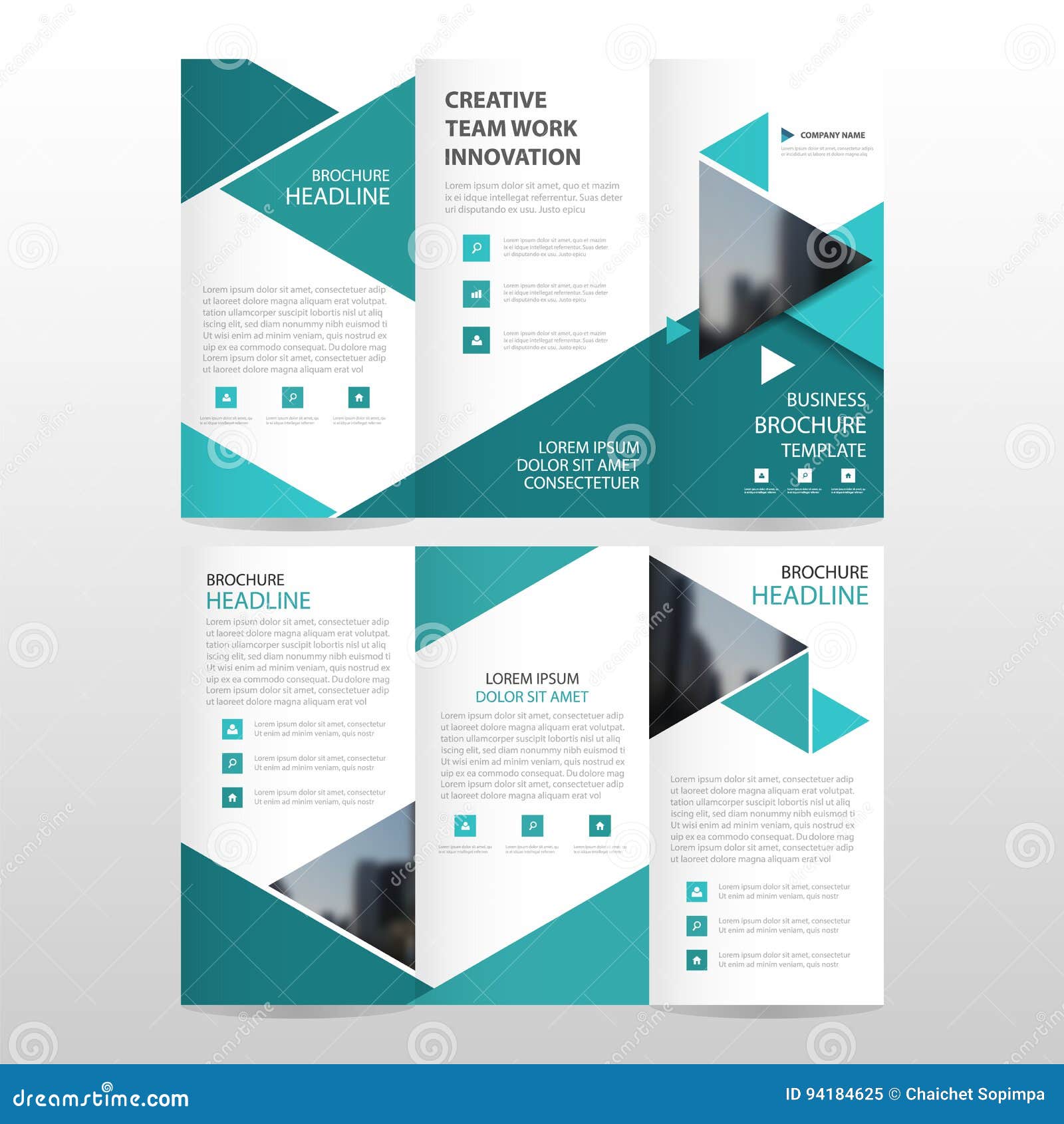 Blue Triangle Business Trifold Leaflet Brochure Flyer Report Template ...