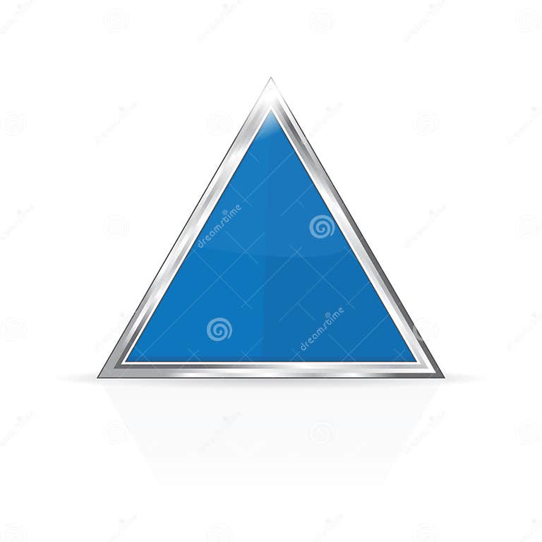 Blue Triangle with Chrome Frame Stock Vector - Illustration of button ...