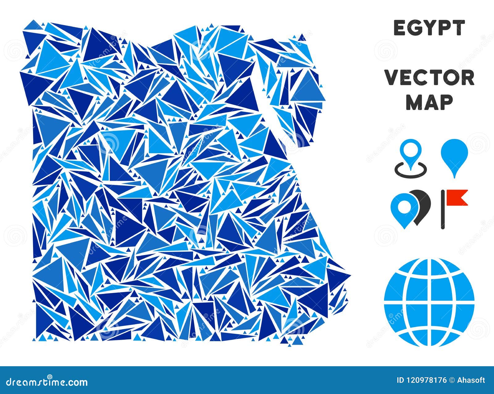 Blue Triangle Egypt Map stock vector. Illustration of blue - 120978176