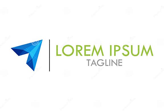 Blue Triangle Low Poly Cursor Logo Design Stock Vector - Illustration ...